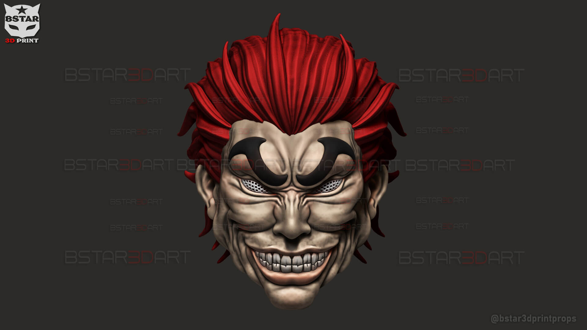 Yujiro Hanma Head Mask (With Hair) - Baki Anime Netflix 3D Model by ...