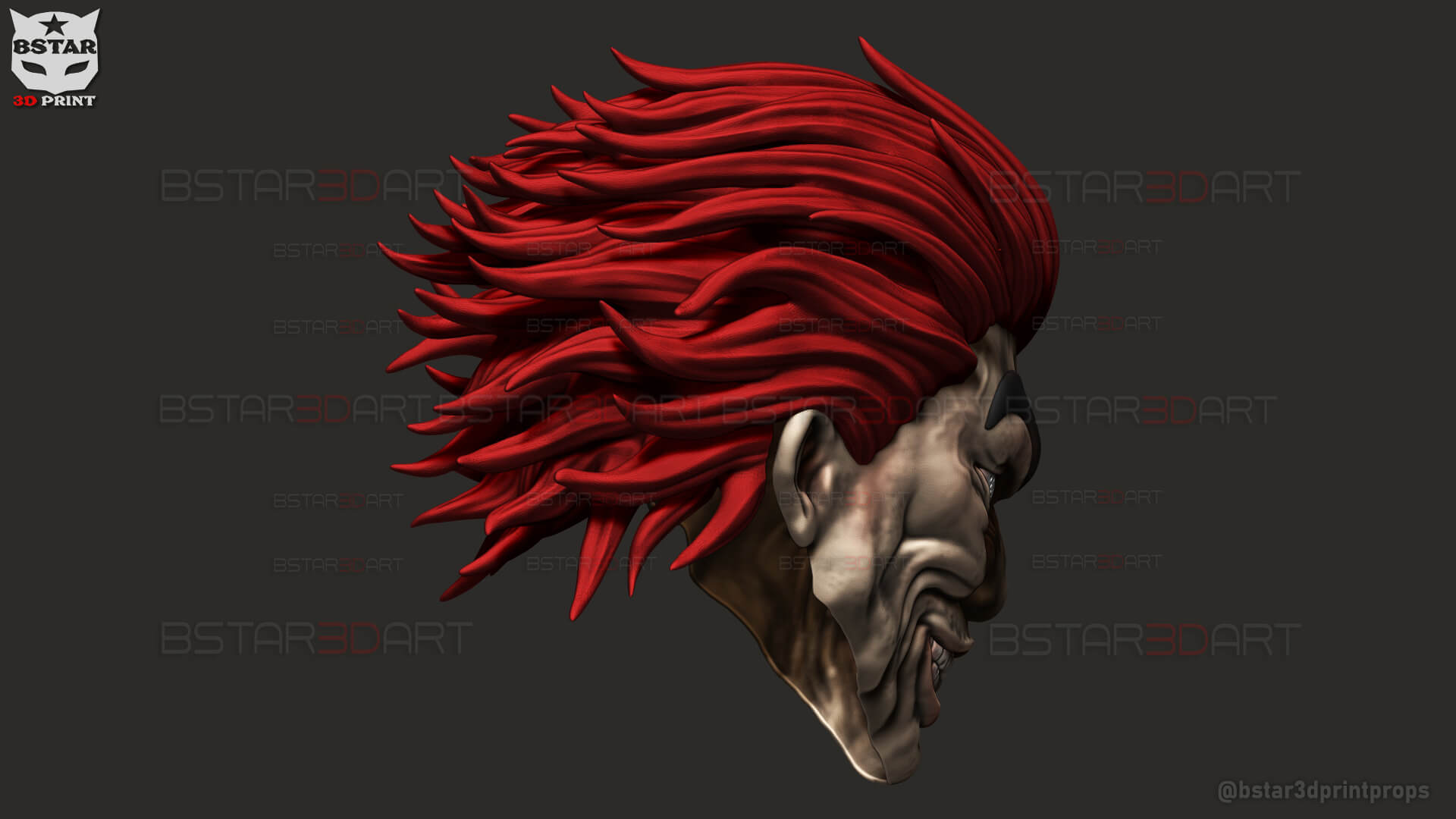 Yujiro Hanma Head Mask (With Hair) - Baki Anime Netflix 3D Model by ...