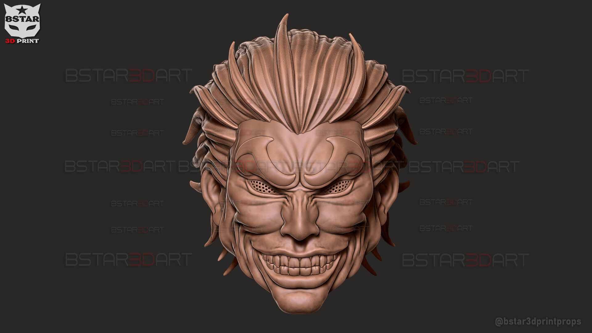 Yujiro Hanma Head Mask (With Hair) - Baki Anime Netflix 3D Model by ...
