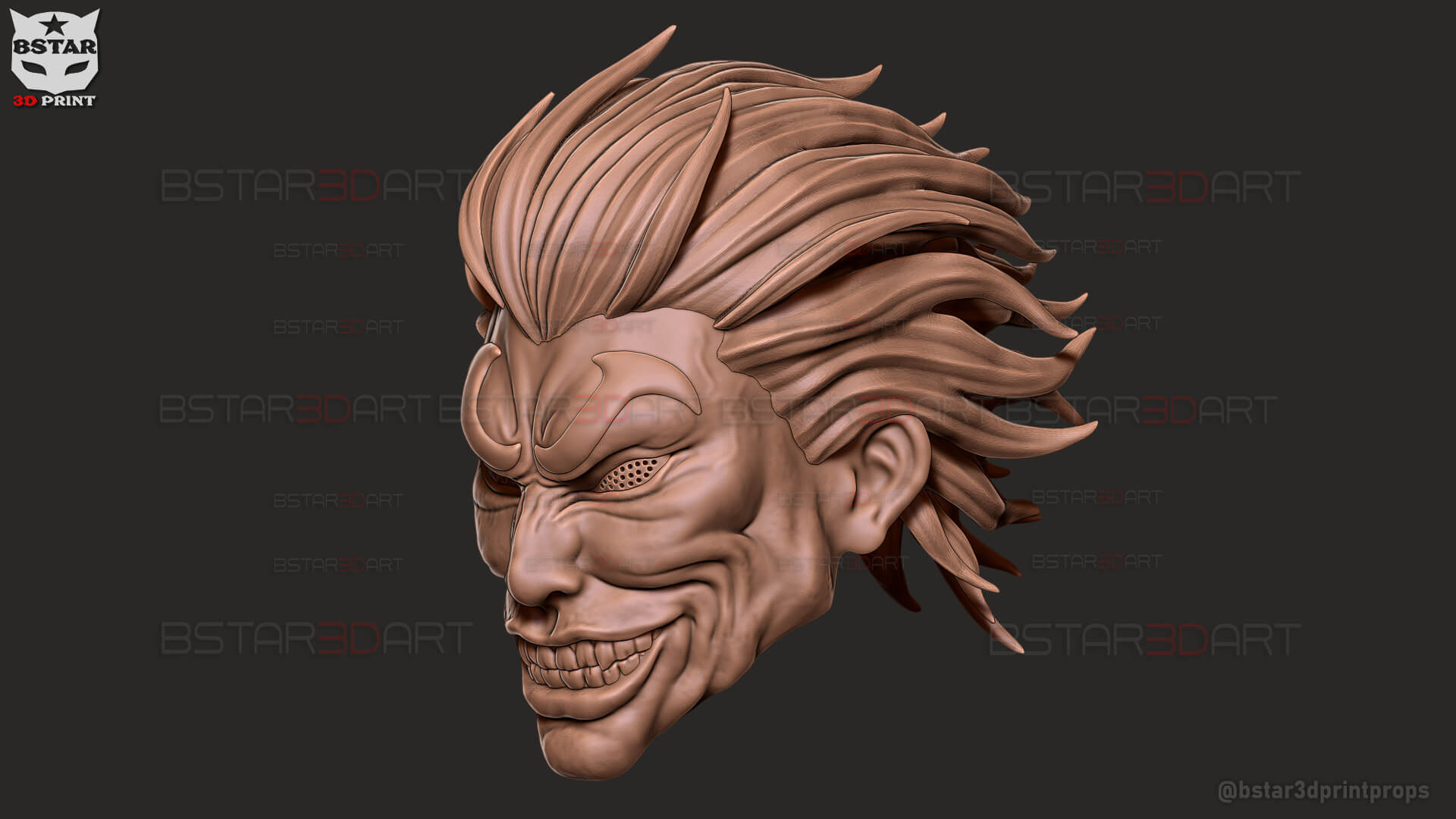 Yujiro Hanma Head Mask (With Hair) - Baki Anime Netflix 3D Model by ...