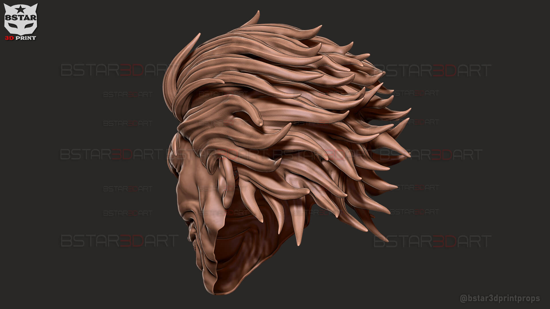 Yujiro Hanma Head Mask (With Hair) - Baki Anime Netflix 3D Model by ...