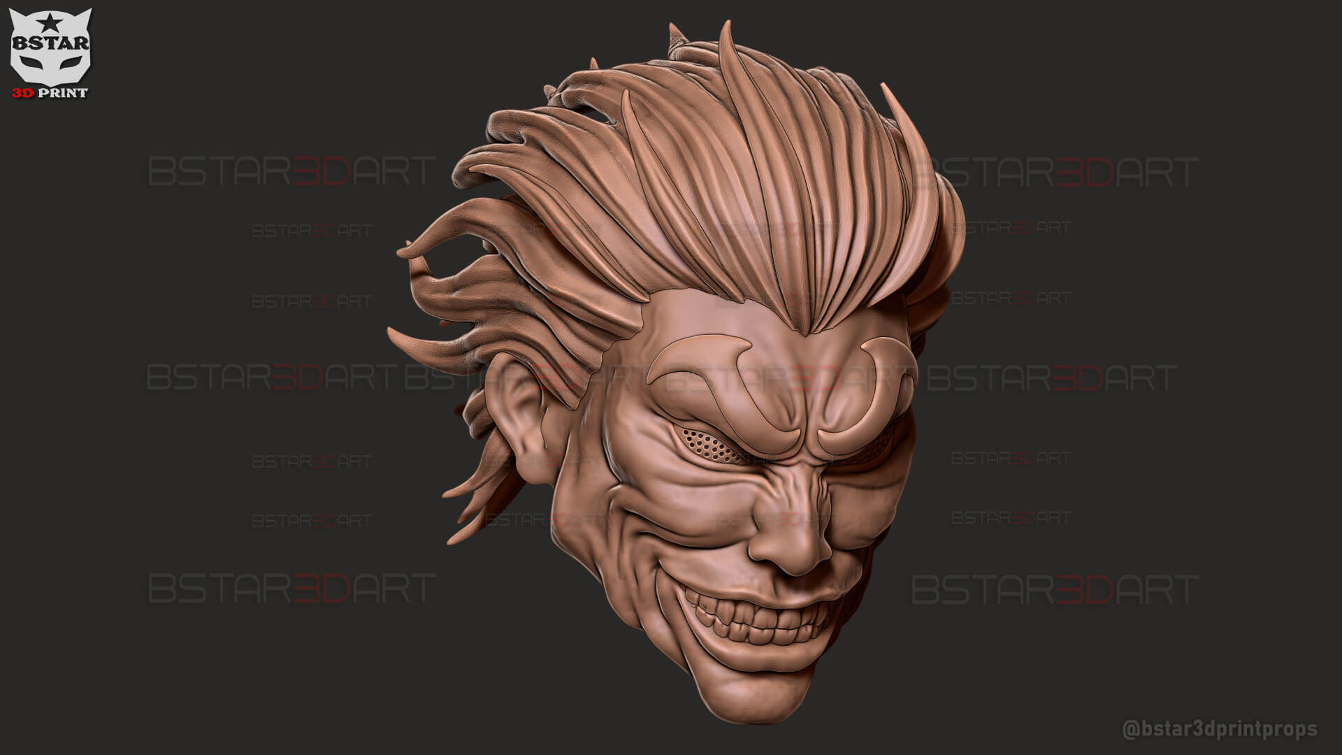 Yujiro Hanma Head Mask (With Hair) - Baki Anime Netflix 3D Model by ...