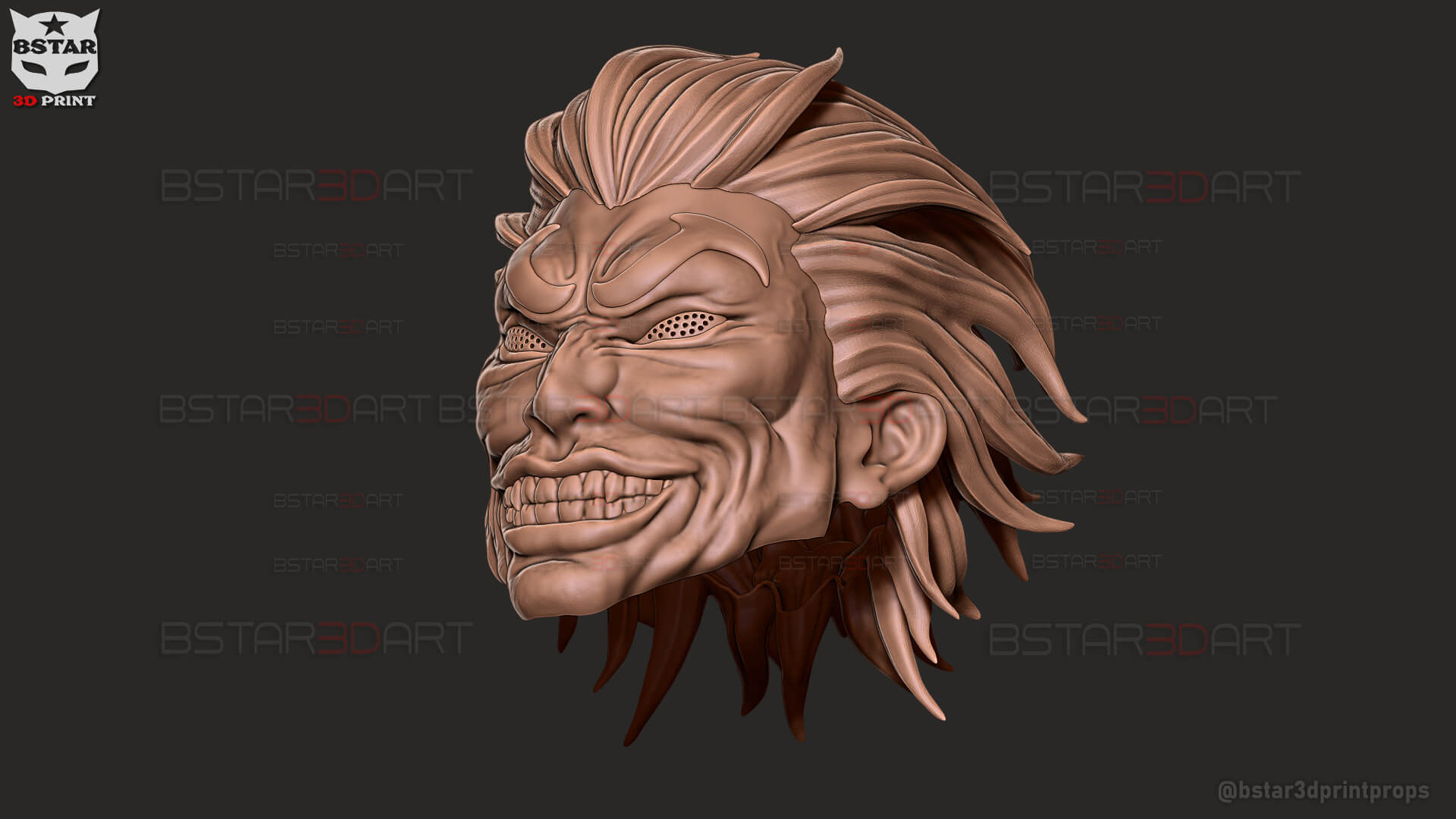 Yujiro Hanma Head Mask (With Hair) - Baki Anime Netflix 3D Model by ...
