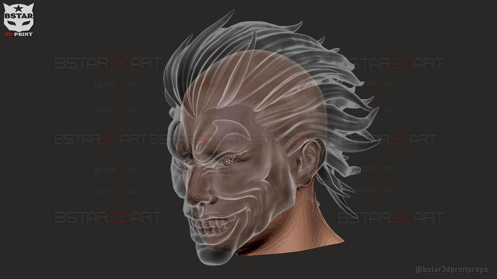 Yujiro Hanma Head Mask (With Hair) - Baki Anime Netflix 3D Model by ...