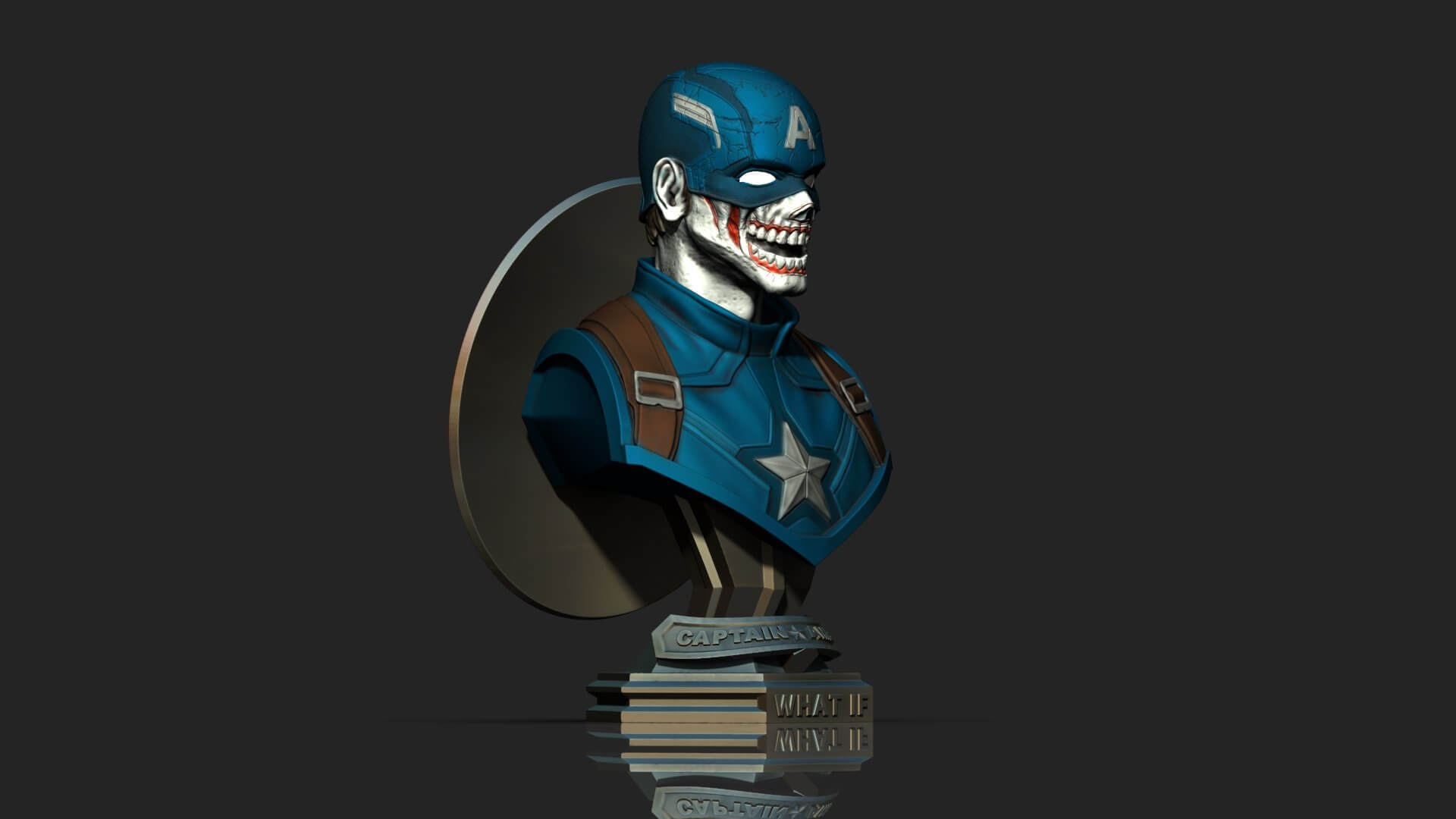 Zombie Captain America Bust - 3D Model by blackstar90