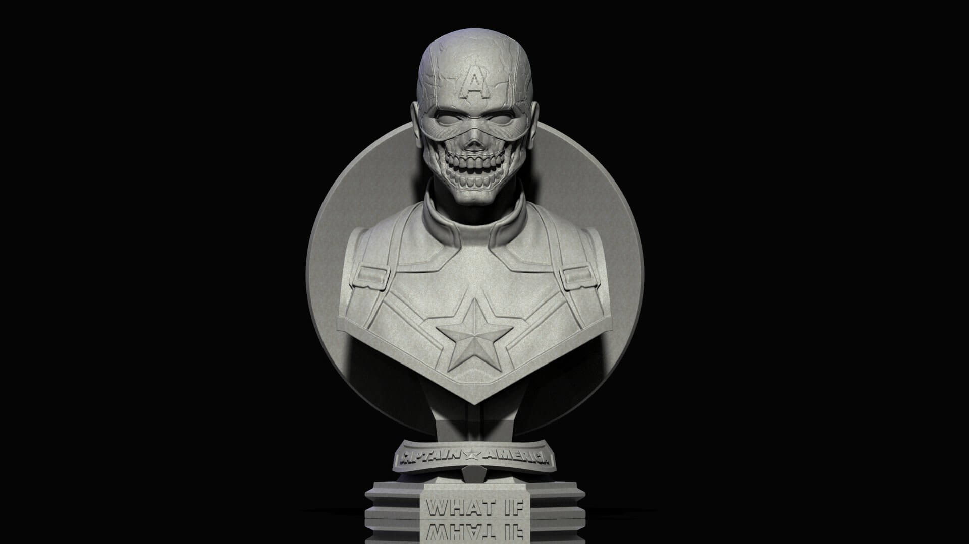 Zombie Captain America Bust - 3D Model by blackstar90