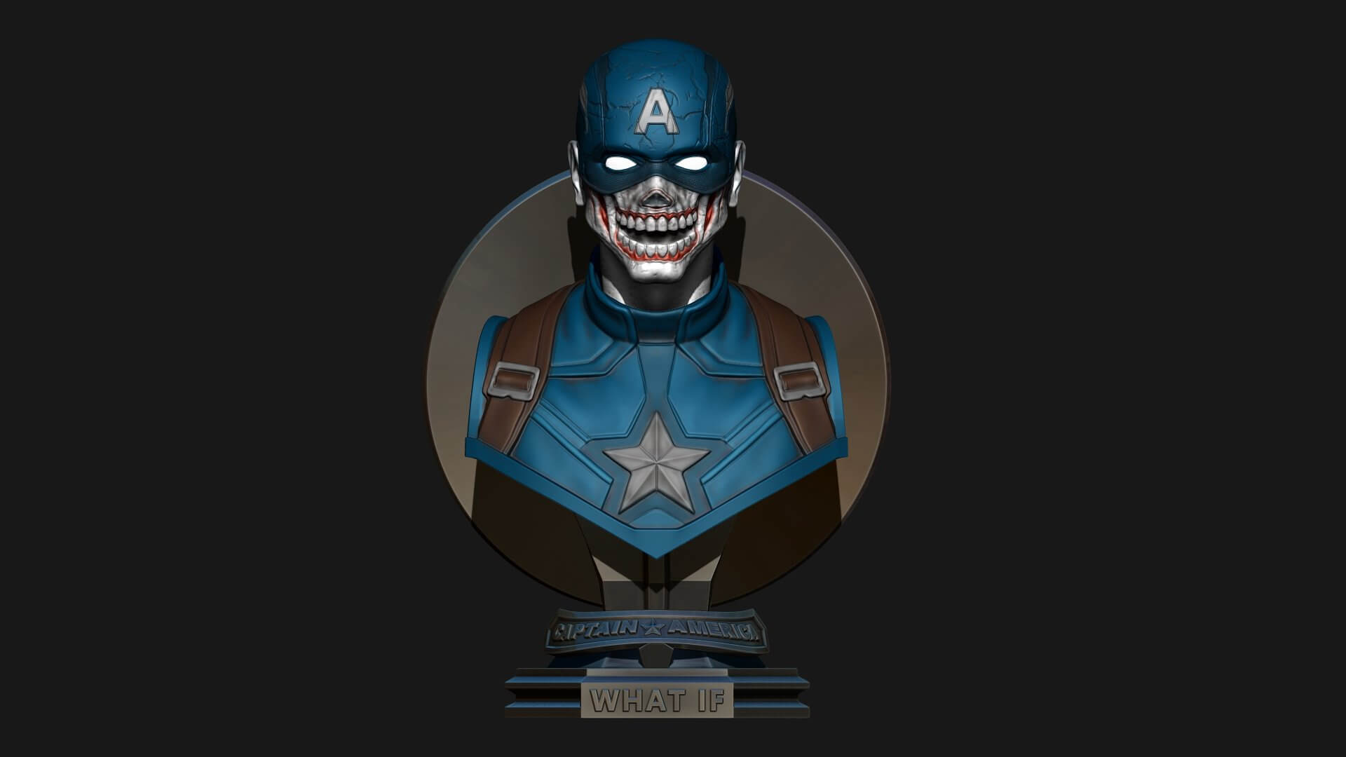 Zombie Captain America Bust - 3D Model by blackstar90