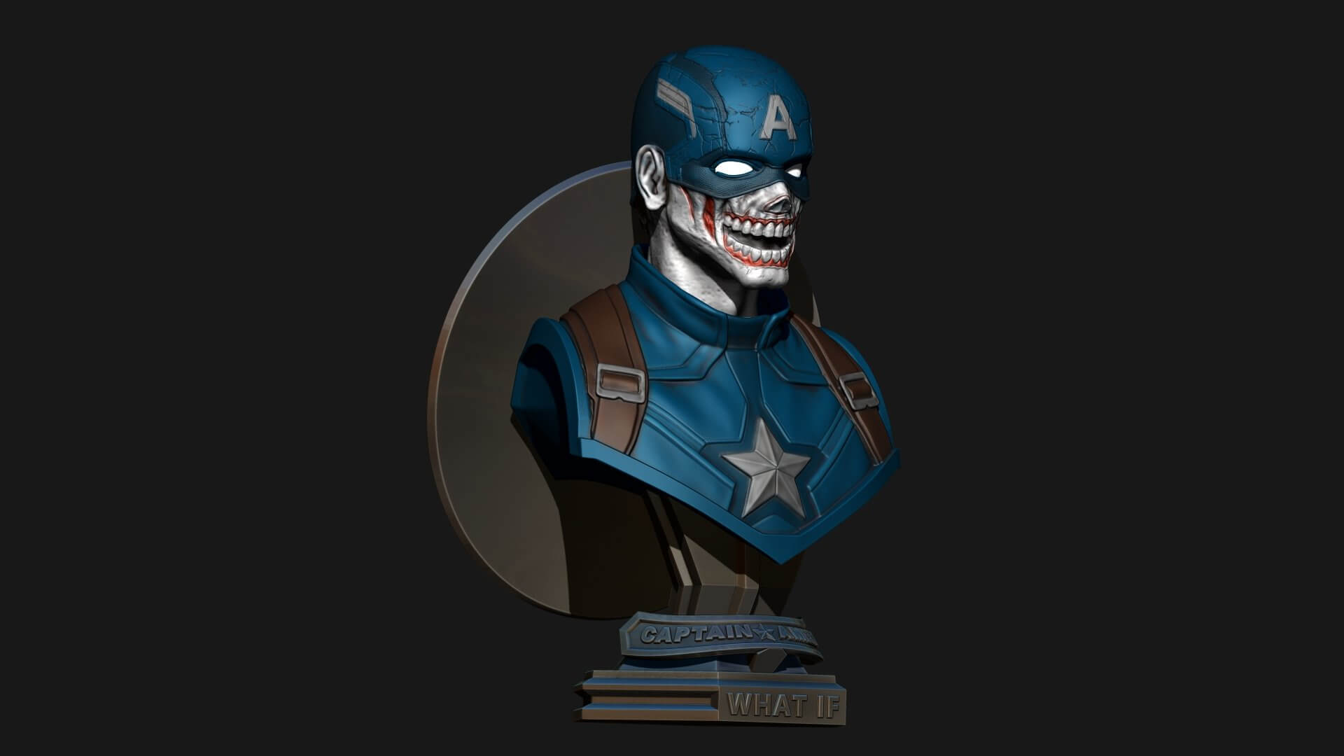 Zombie Captain America Bust - 3D Model by blackstar90