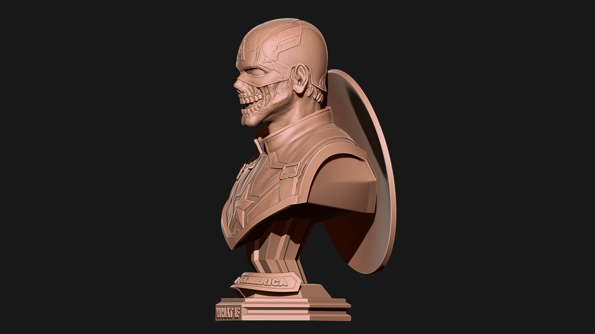 Zombie Captain America Bust - 3D Model by blackstar90