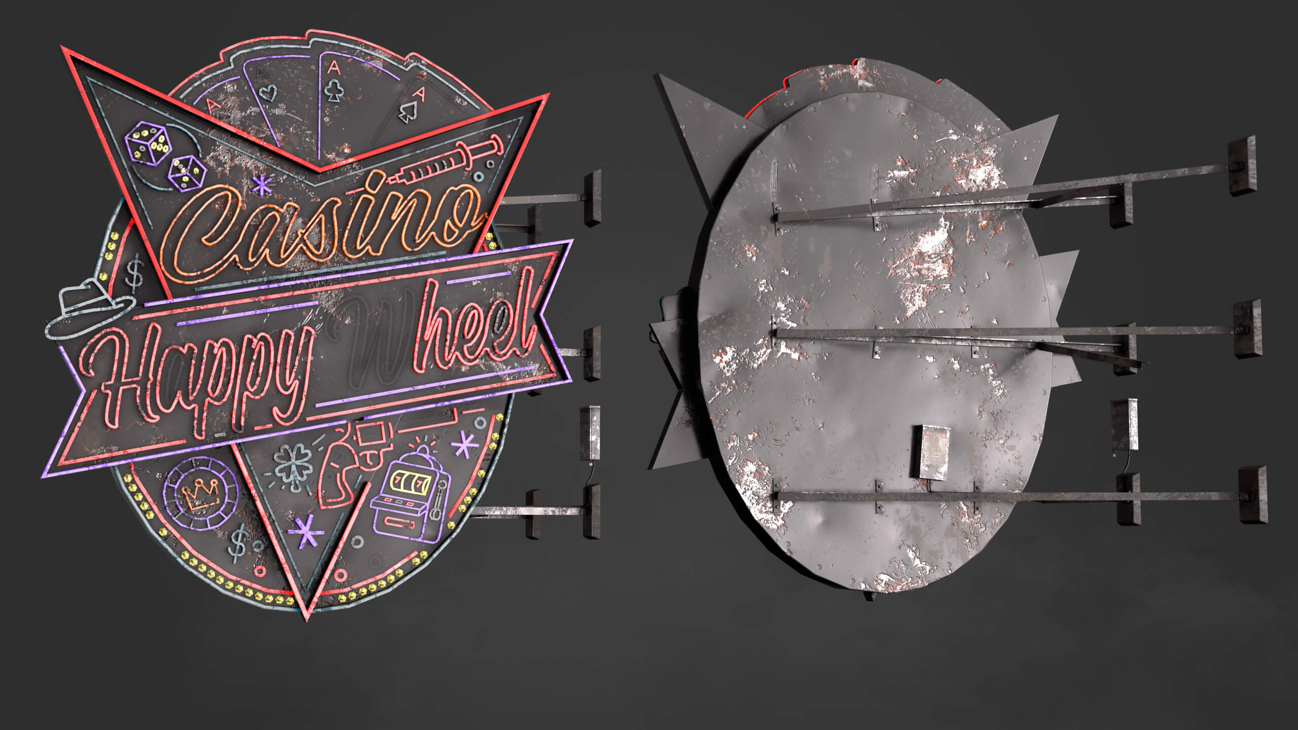 5 Neon Signs in 3 Types - 3D Model by Blackvizual