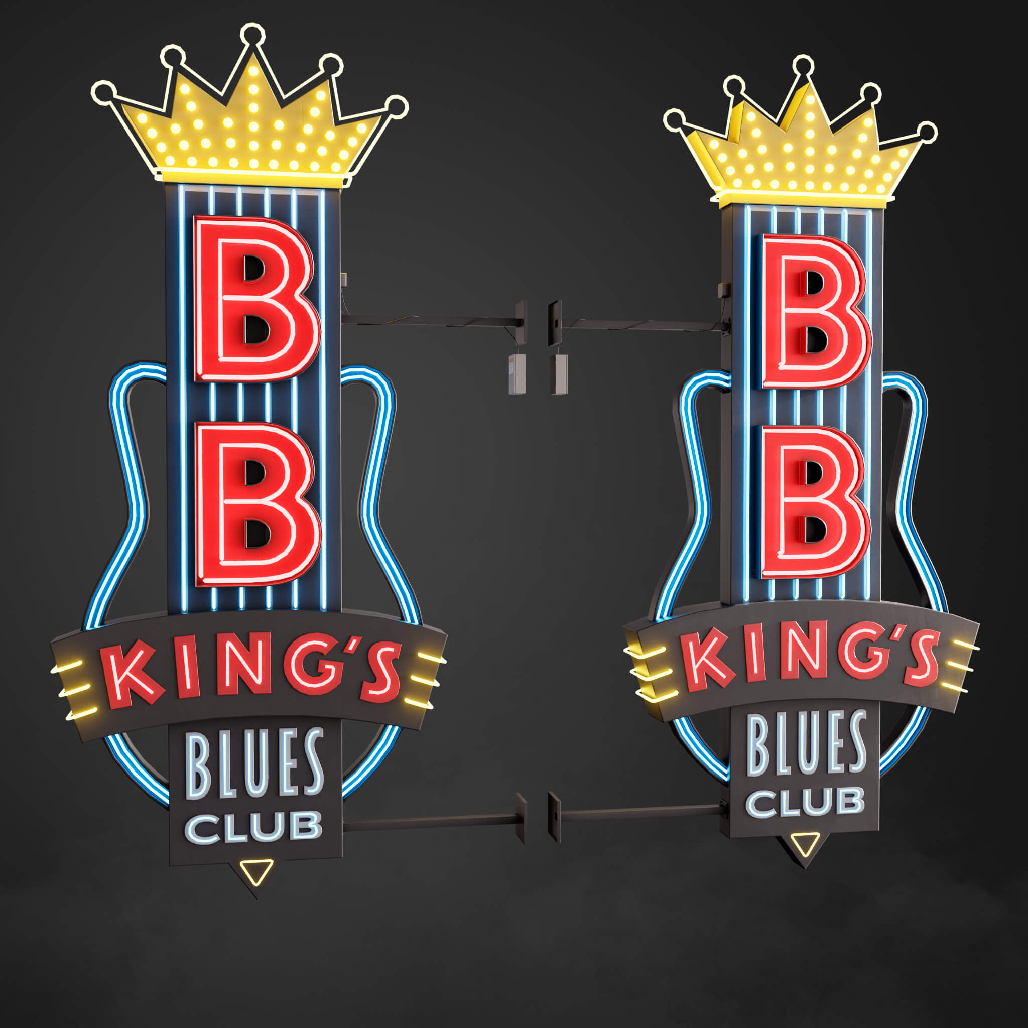 5 Neon Signs in 3 Types - 3D Model by Blackvizual