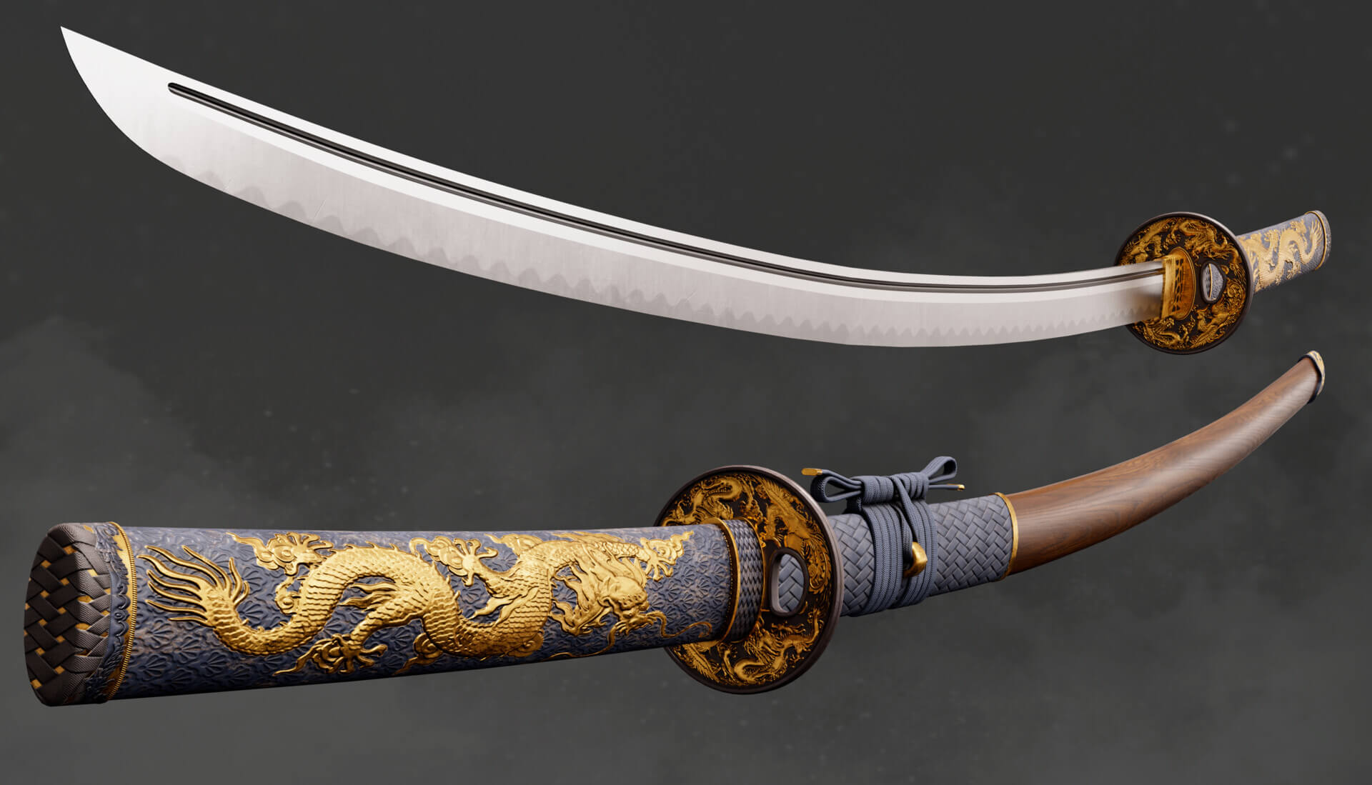 Dragon Blade - Katana 3D Model by Blackvizual