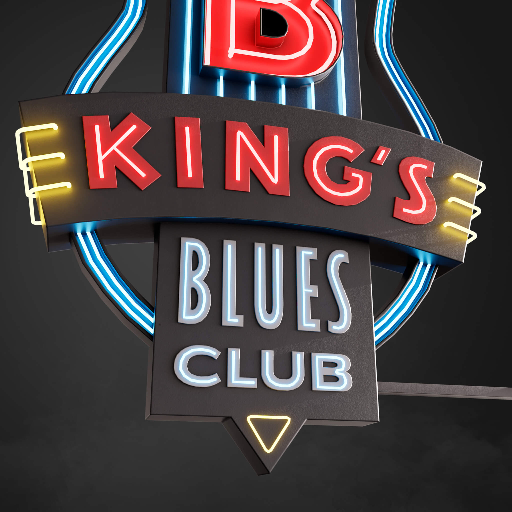 Neon Sign Club in 3 Types - 3D Model by Blackvizual
