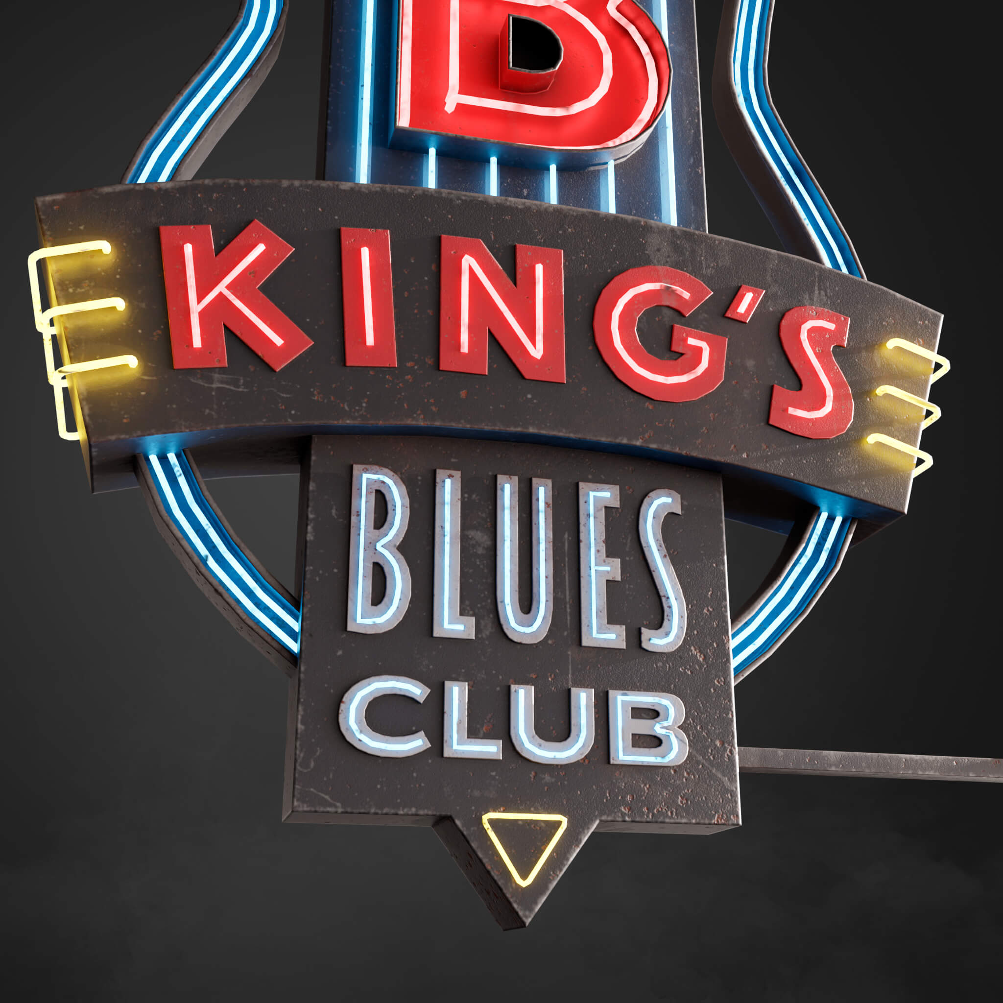 Neon Sign Club in 3 Types - 3D Model by Blackvizual