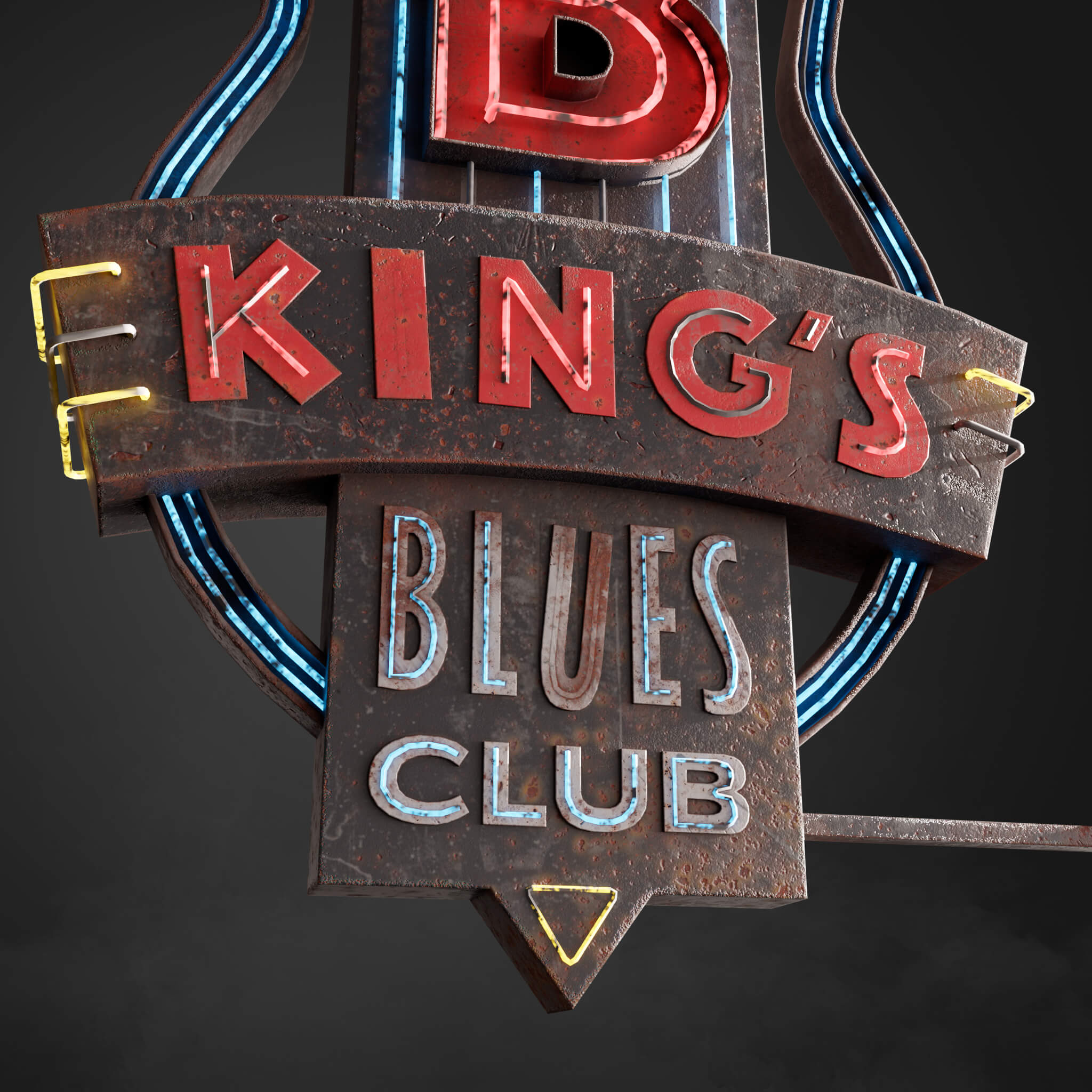 Neon Sign Club in 3 Types - 3D Model by Blackvizual