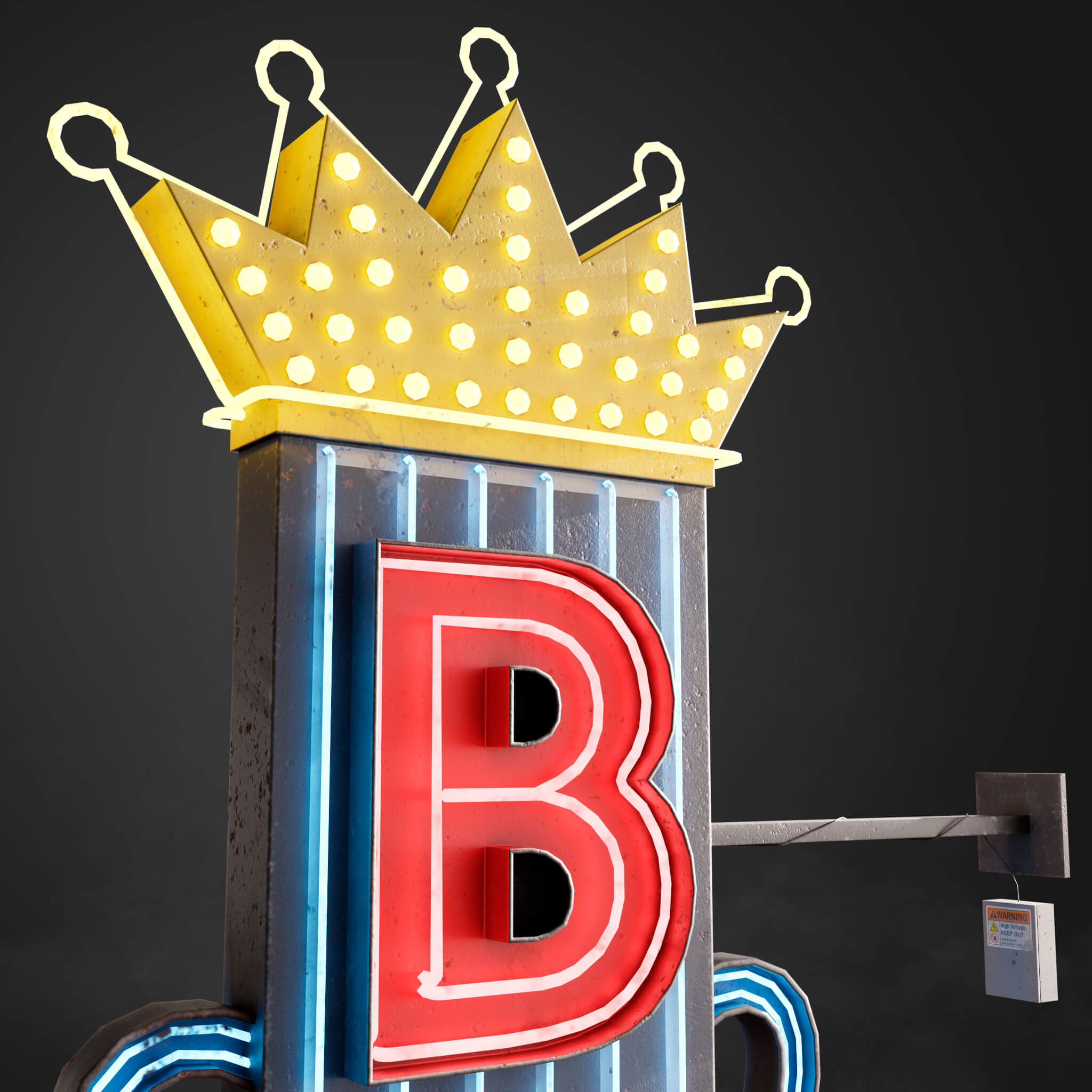 Neon Sign Club in 3 Types - 3D Model by Blackvizual