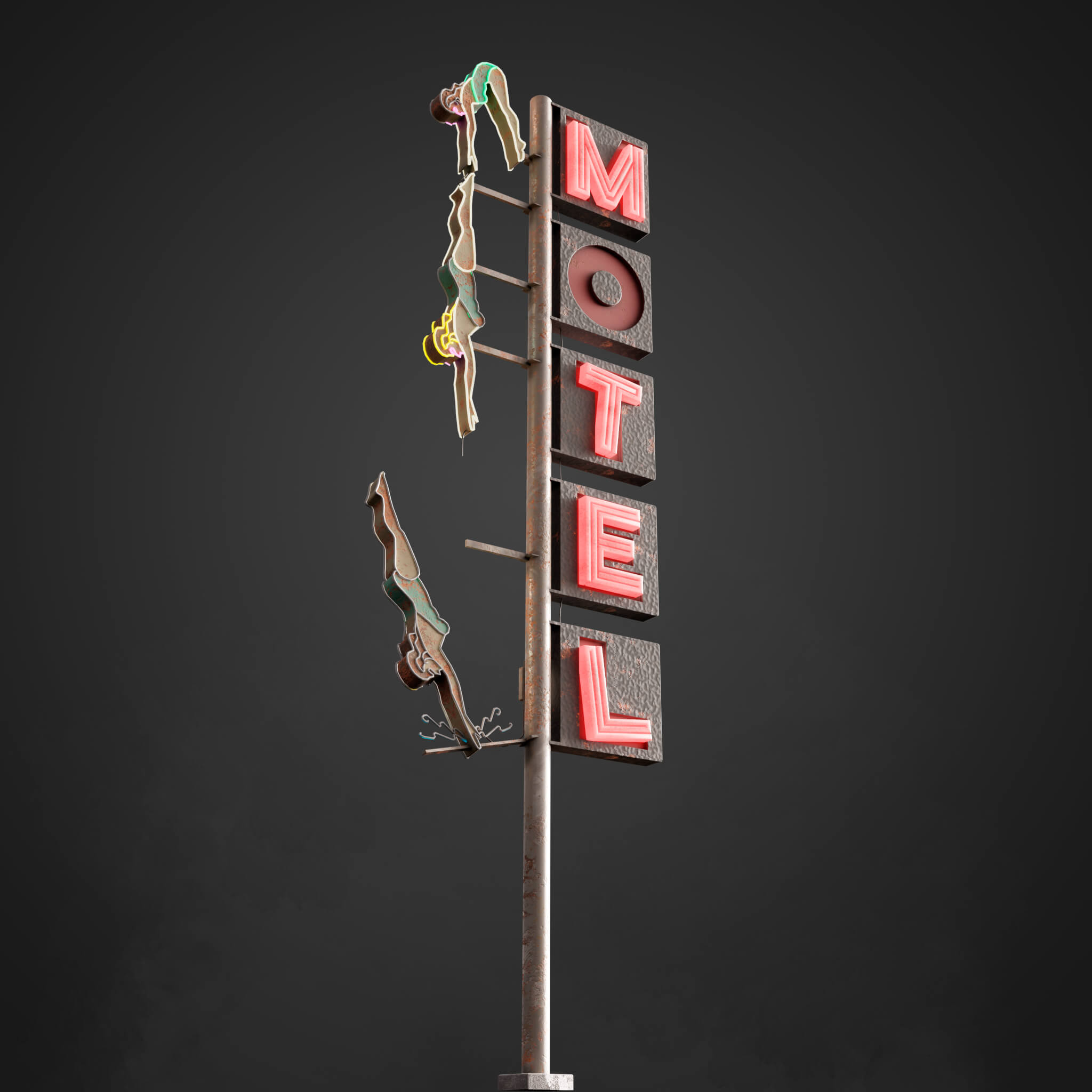 Neon Sign "Motel" in 3 Types - Free 3D Model by Blackvizual