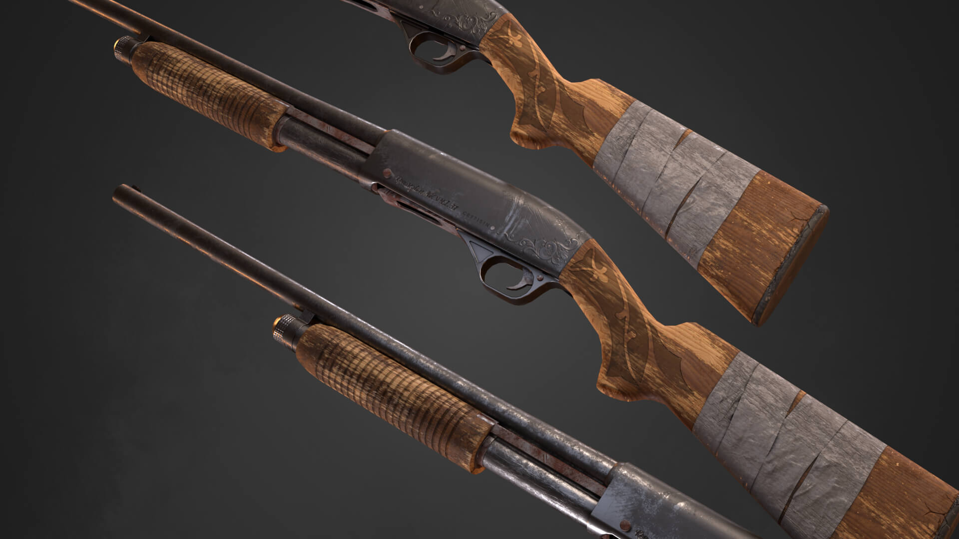 Shotgun Remington Model 31 in 3 Types by Blackvizual