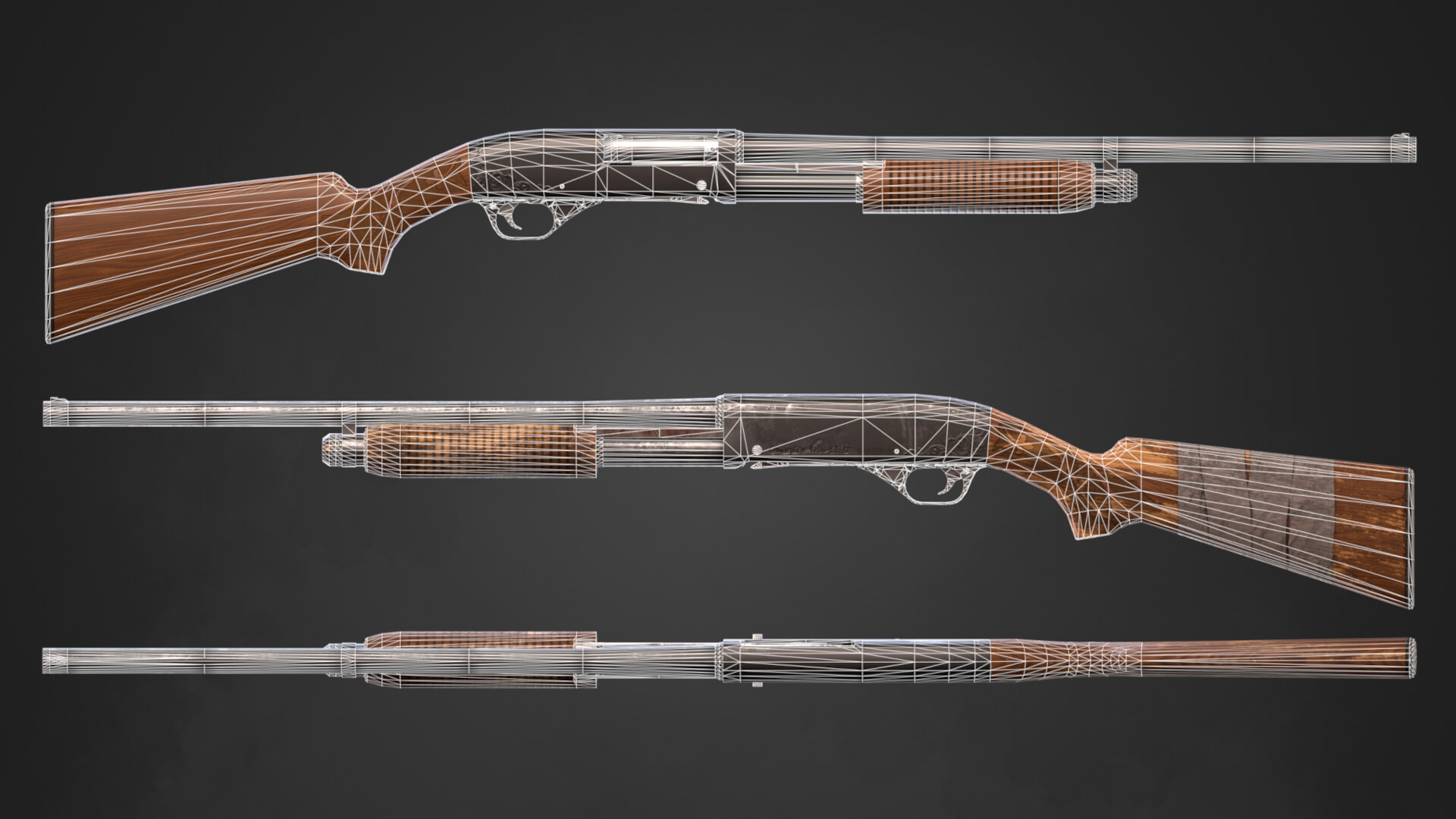 Shotgun Remington Model 31 in 3 Types by Blackvizual