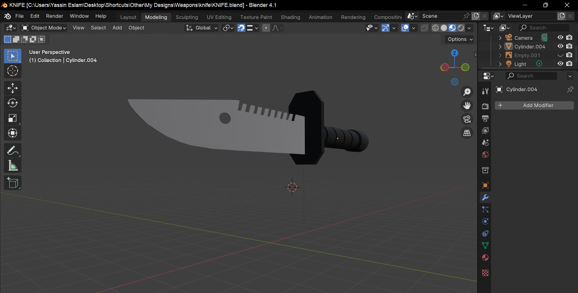 Knife Weapon - 3D Model by blend_iiiooolal