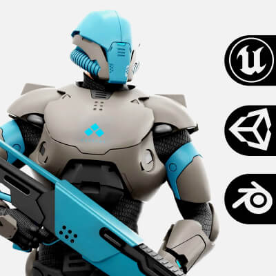 Cyborg Sol-90 Auto-Rig Pro Rigged For Mixamo, Unreal Engine, 3D Model ...