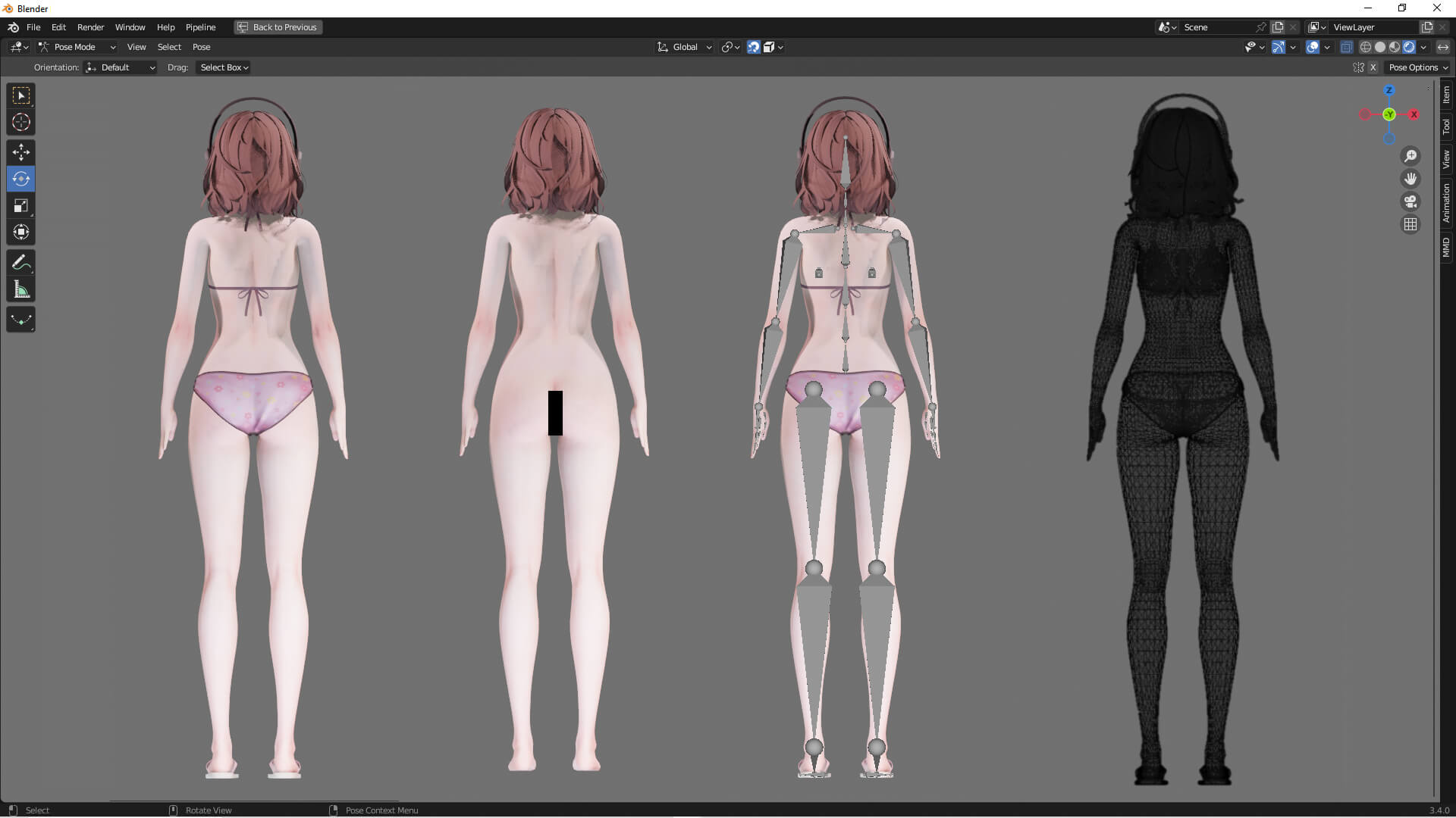 Bikini 0012 Ue5 Unity Blender Animated 3d Model By Blenderanimemodel3d