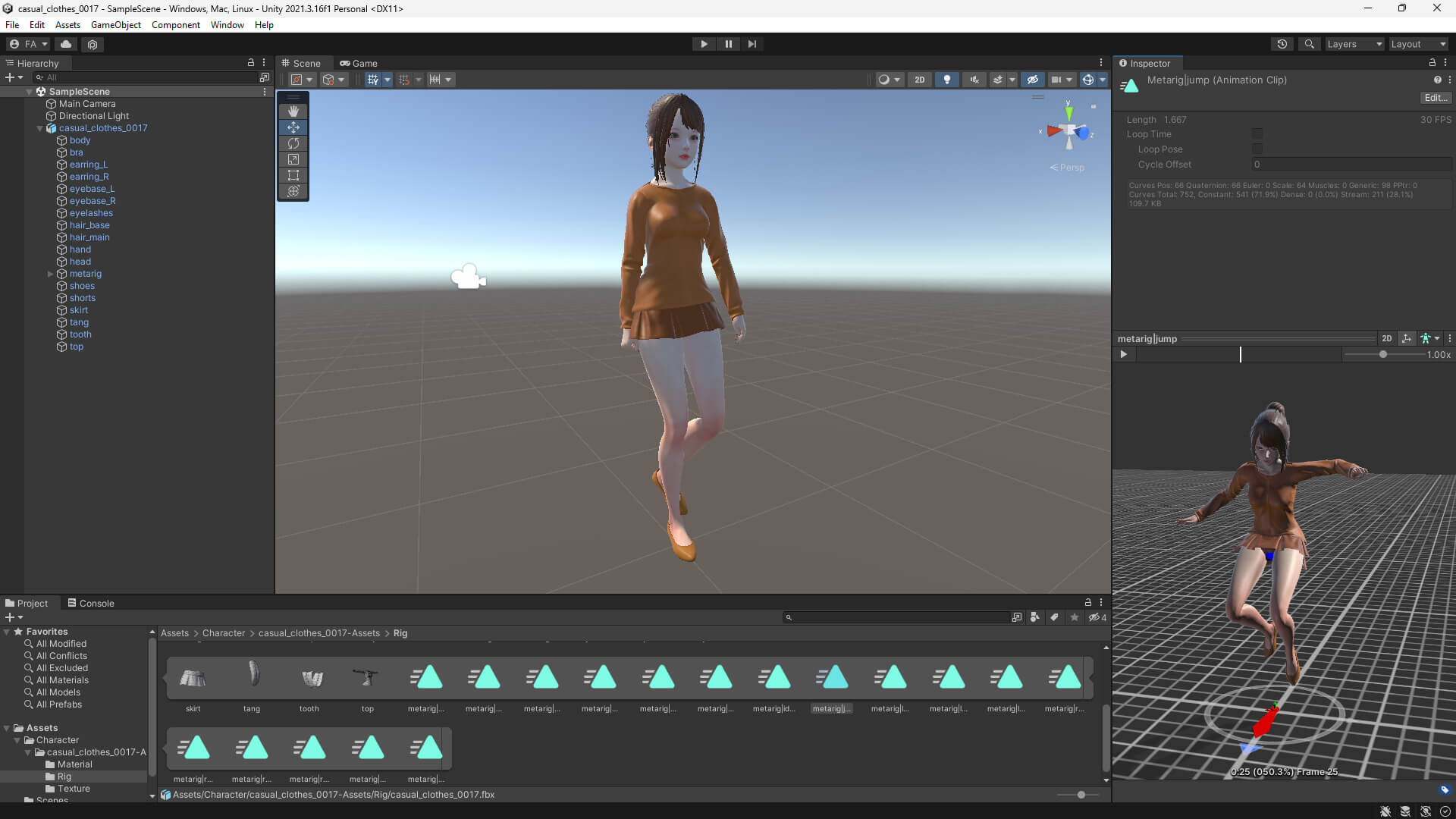 Casual Clothes 0017 - Rig - UE - Unity - Blender - Animated 3D Model by ...