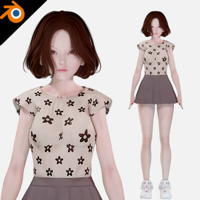 Casual Clothing 0001 - Realistic Female Character - Blender 3D Model by ...