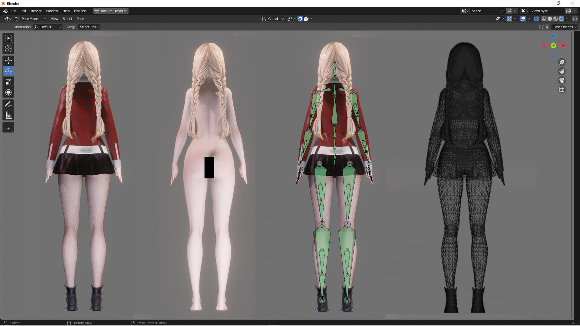 Casual Clothing 0002 - Realistic Female Character - Blender 3D Model by ...