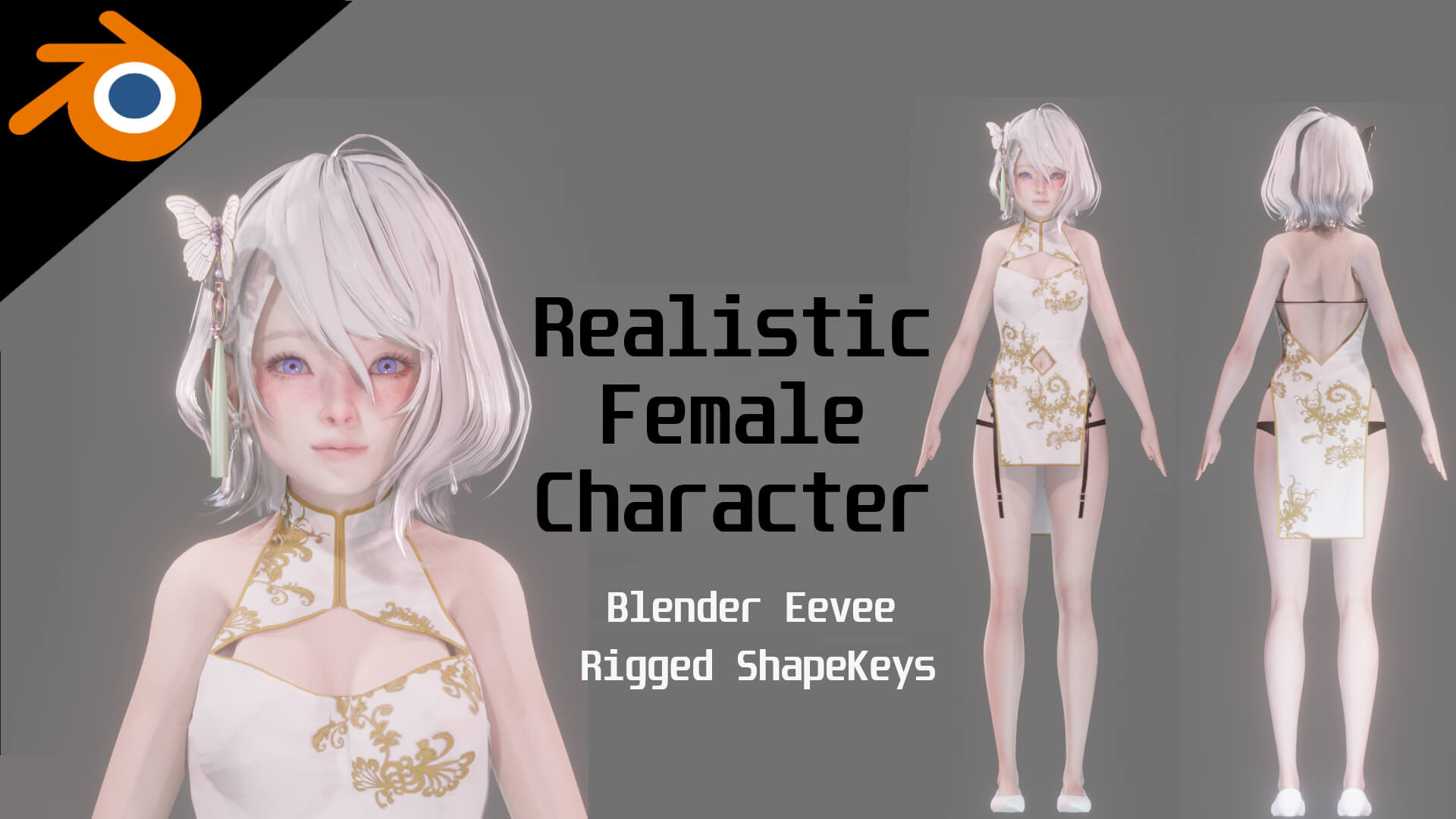 Chinese Dress - Realistic Female Character - Blender Eevee 3D Model by ...