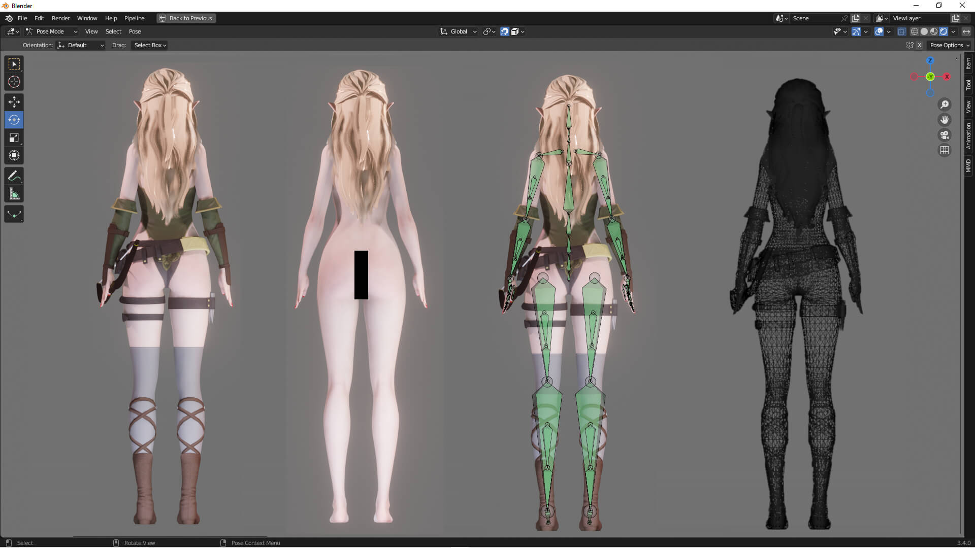 Elf Archer Realistic Female Character Blender Eevee 3d Model By Blenderanimemodel3d