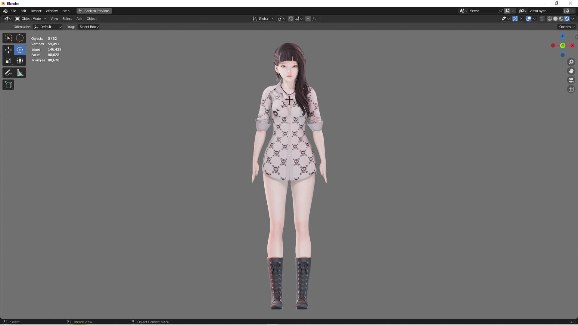 Emo Clothing 0005 Ue5 Unity Blender Animated 3d Model By Blenderanimemodel3d