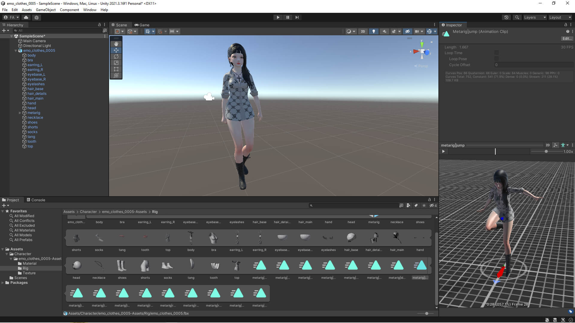 Emo Clothing 0005 - UE5 - Unity - Blender - Animated 3D Model by ...