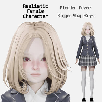 School Girl - Realistic Female Character - Blender Eevee 3D Model by ...