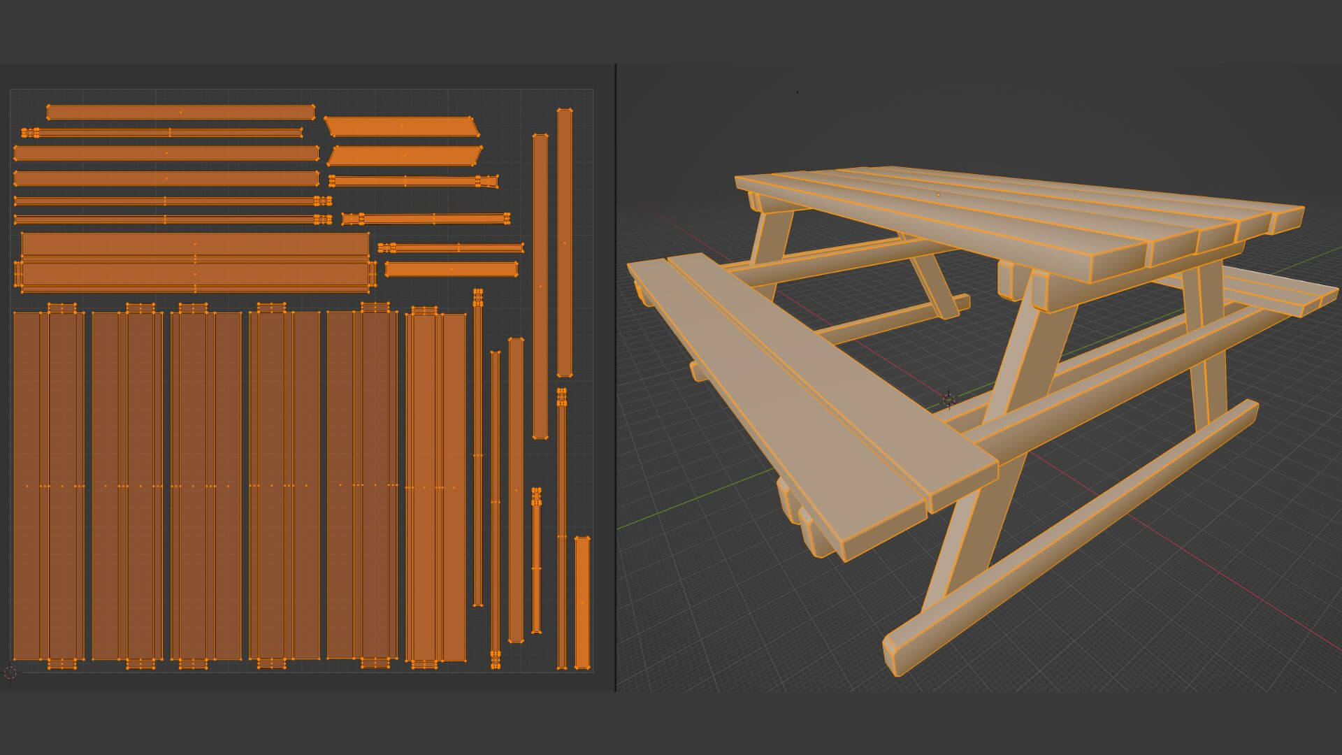 Wooden Bench Table - 3D Model by Blenduffo