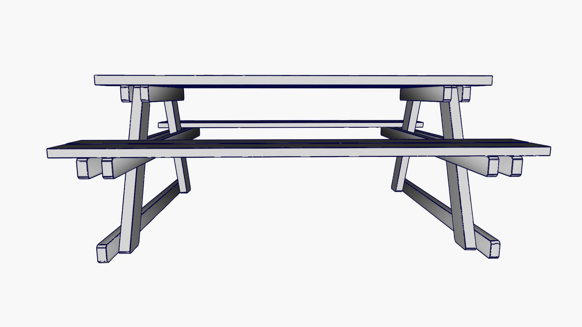 Wooden Bench Table - 3D Model by Blenduffo