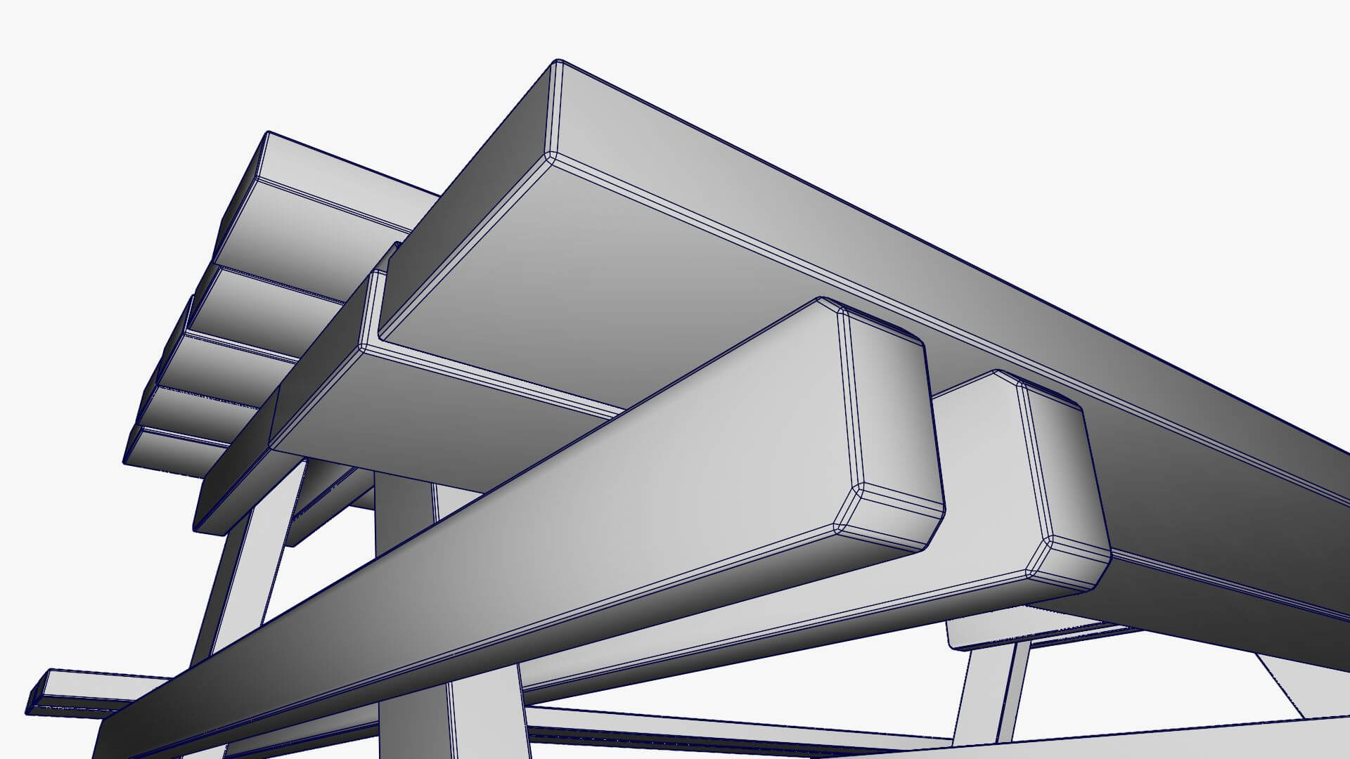Wooden Bench Table - 3D Model by Blenduffo