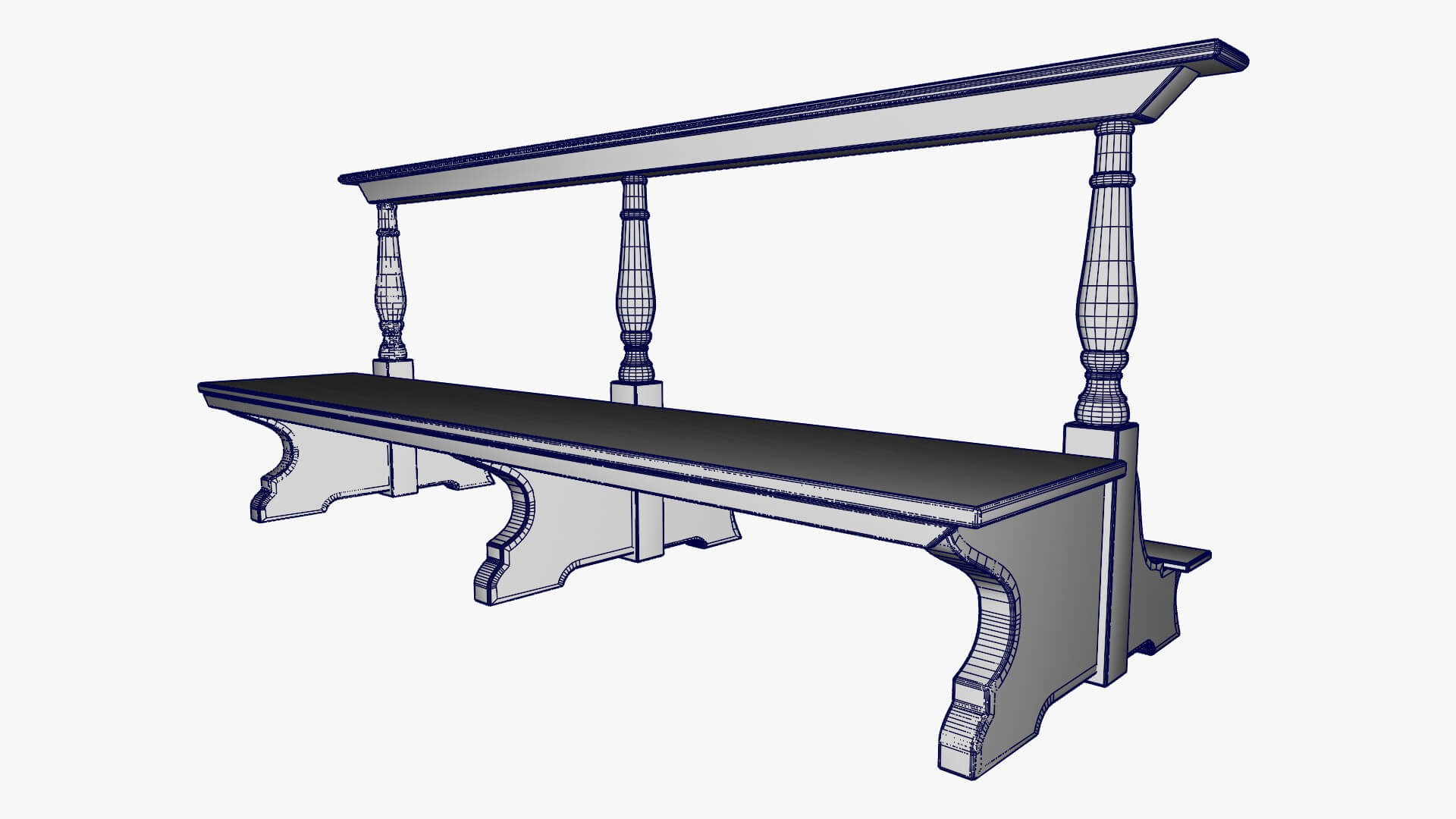 Church Bench - 3D Model by Blenduffo