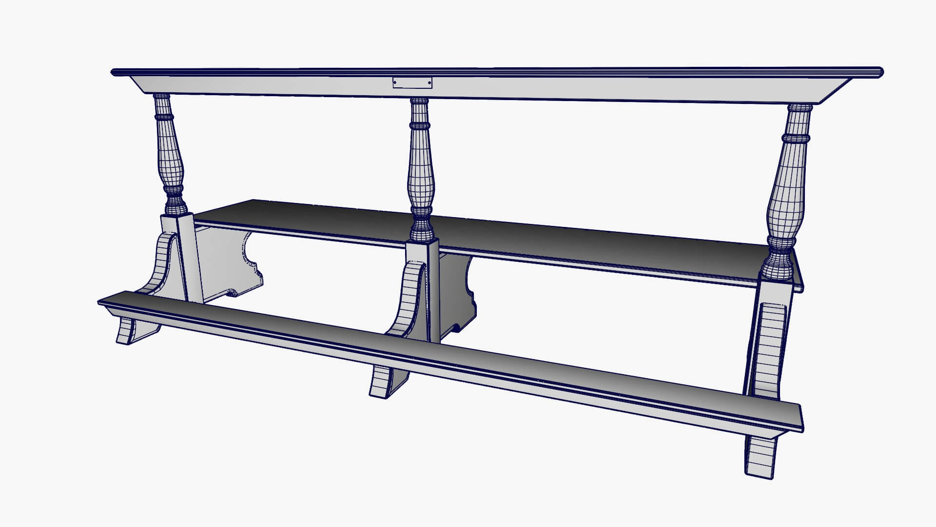 Church Bench - 3D Model by Blenduffo