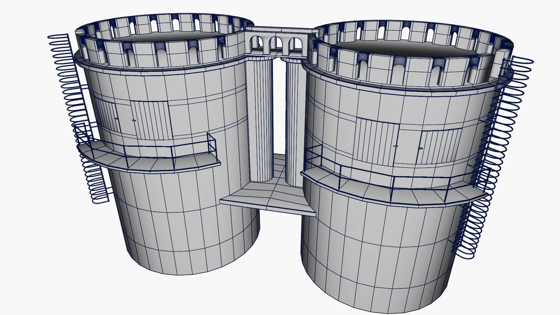 Grain tower Silo - 3D Model by Blenduffo