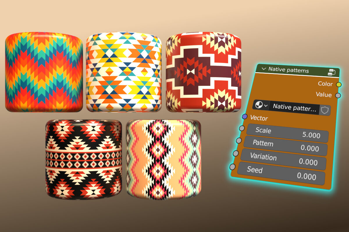 Native American Patterns for Blender - 3D Material or Shader by Blenduffo