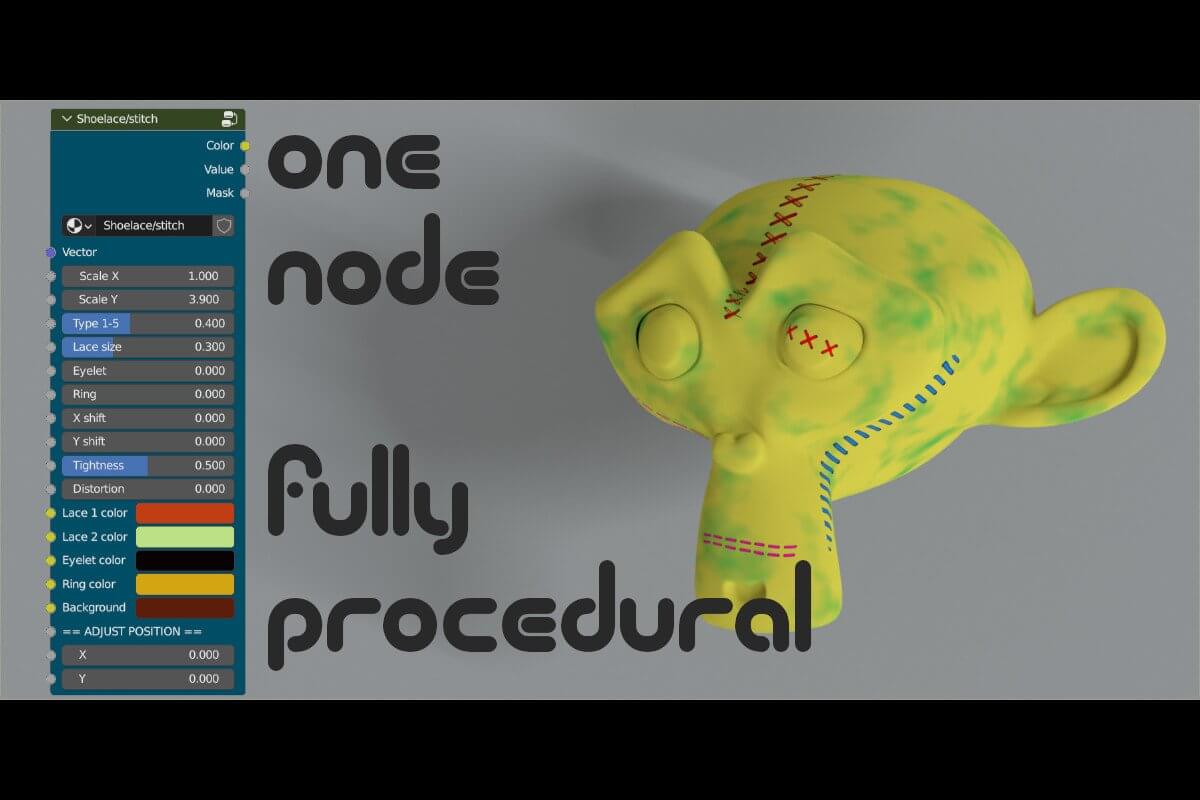 Shoelace and Stitch Node For Blender - 3D Material or Shader by Blenduffo