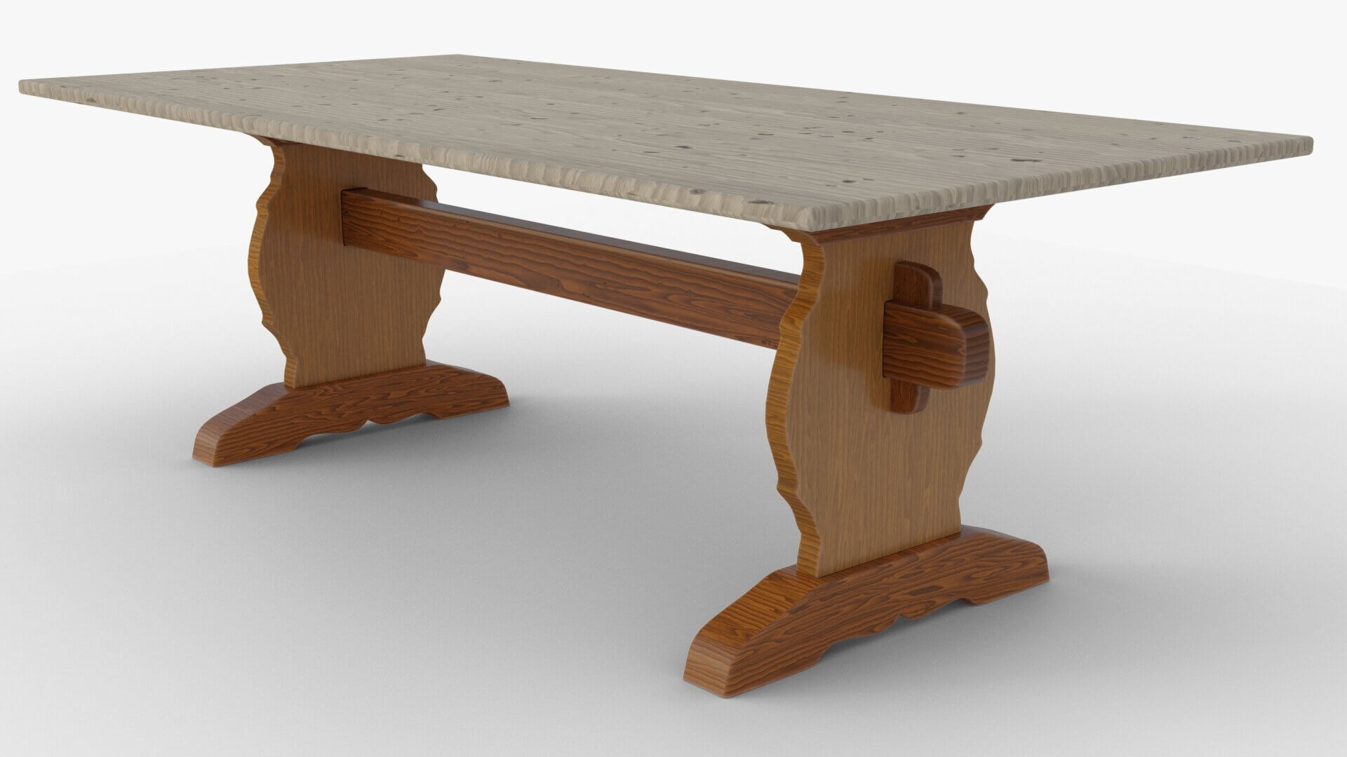 Trestle Table - 3D Model by Blenduffo