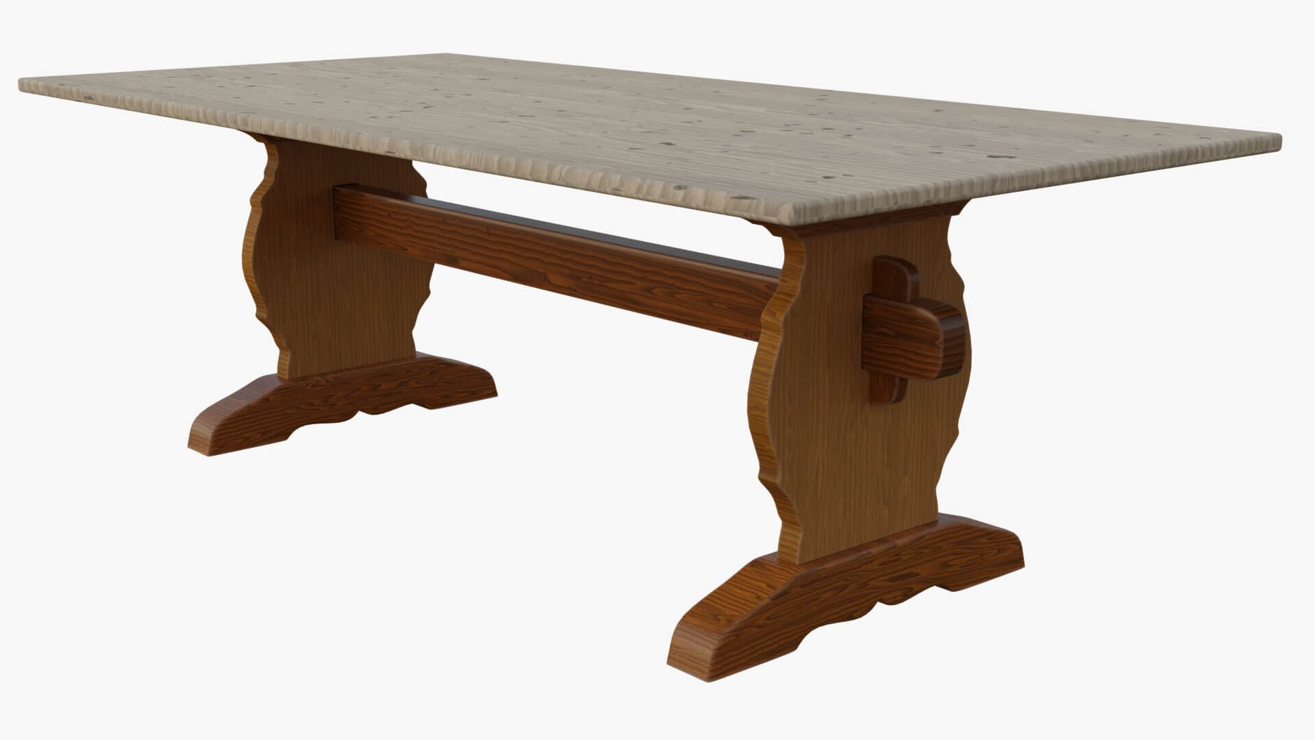 Trestle Table - 3D Model by Blenduffo