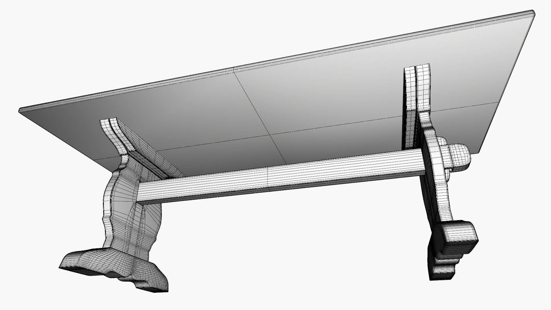 Trestle Table - 3D Model by Blenduffo