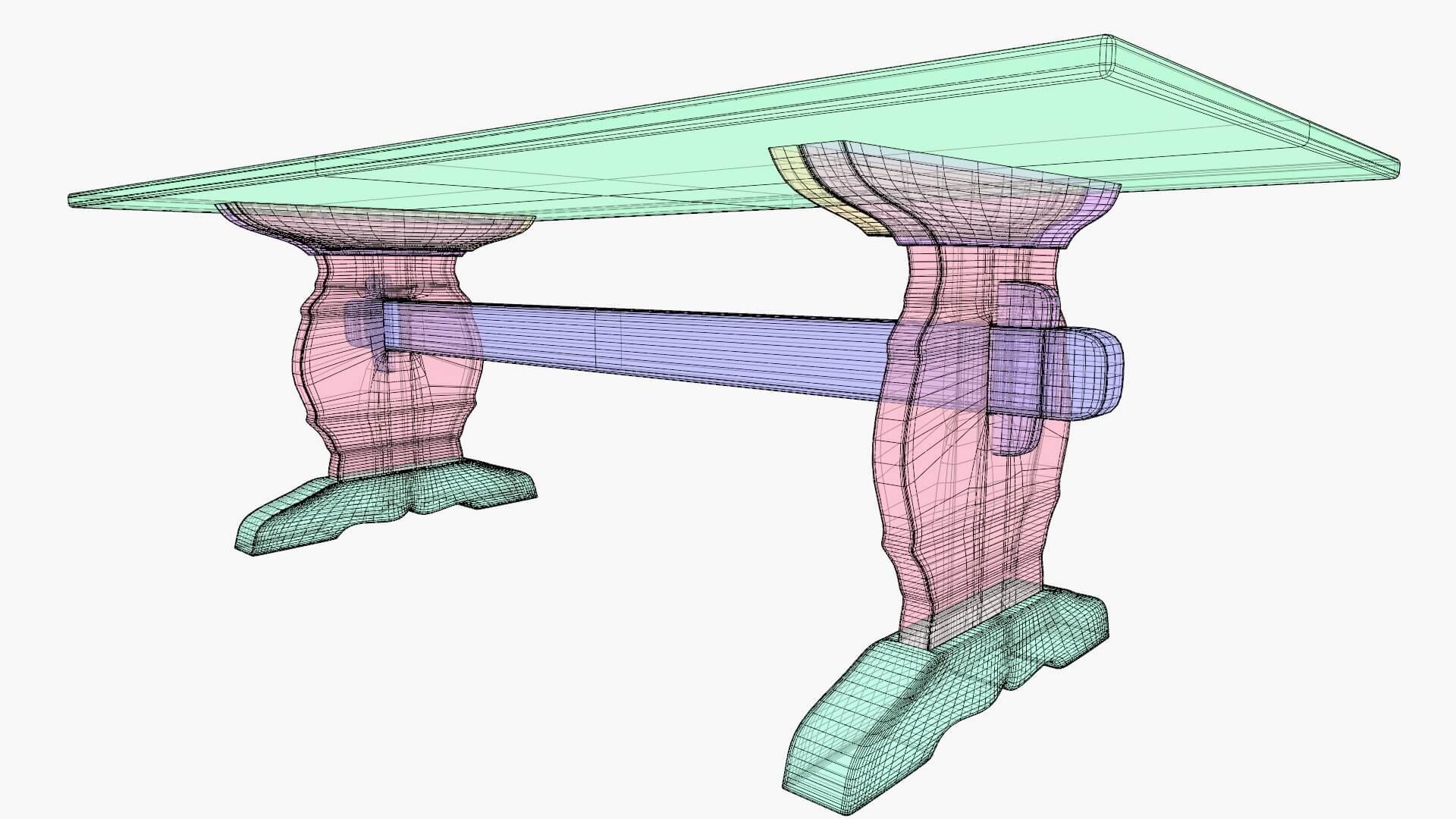 Trestle Table - 3D Model by Blenduffo