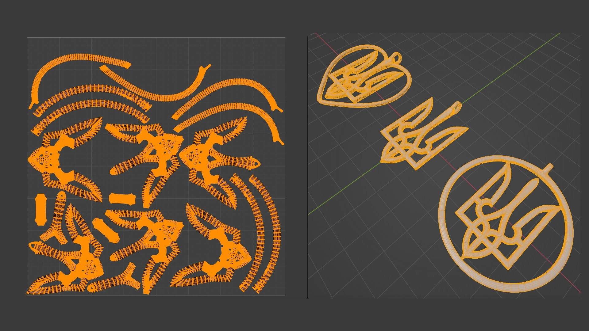 Tryzub Pendants - 3D Model by Blenduffo