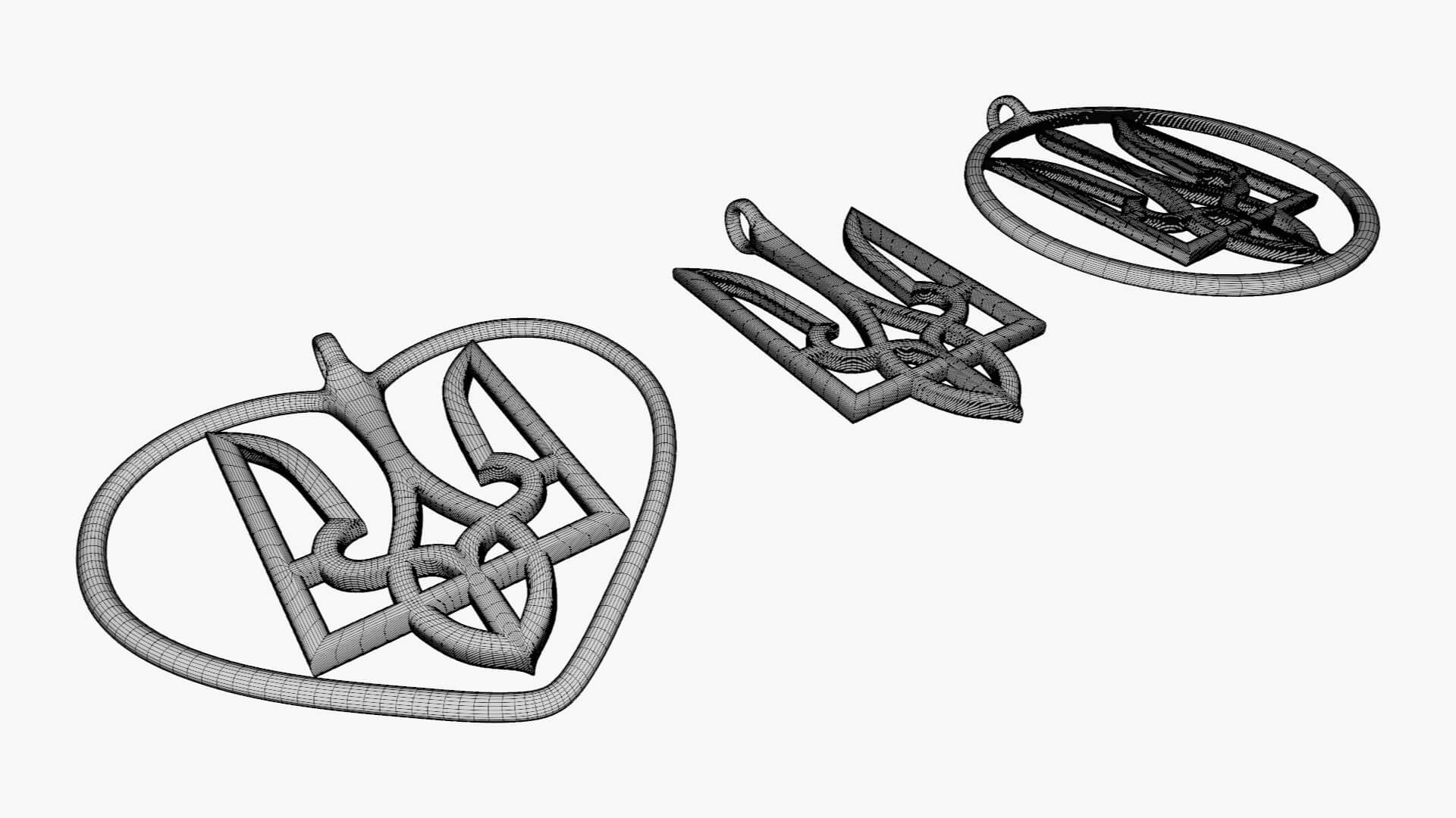 Tryzub Pendants - 3D Model by Blenduffo
