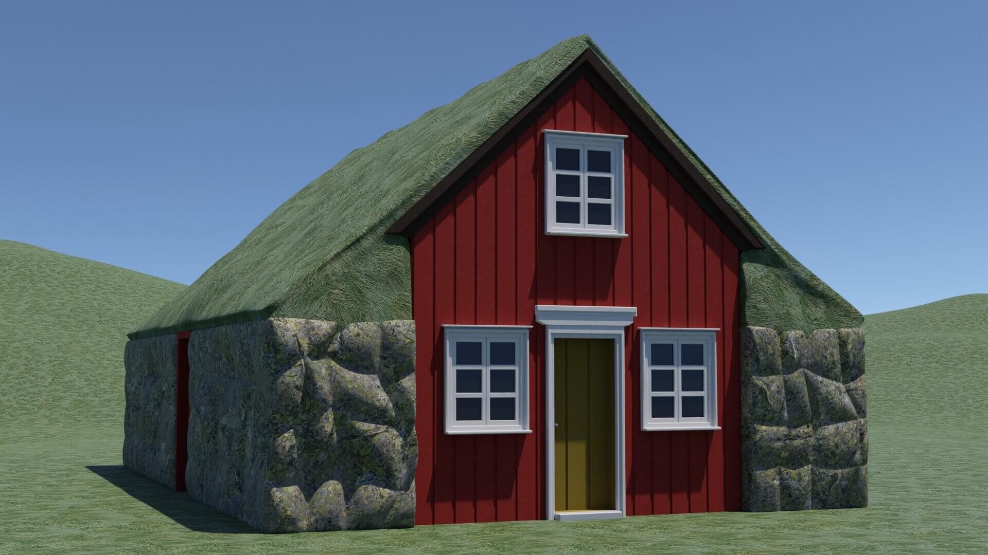 Turf House - 3D Model by Blenduffo