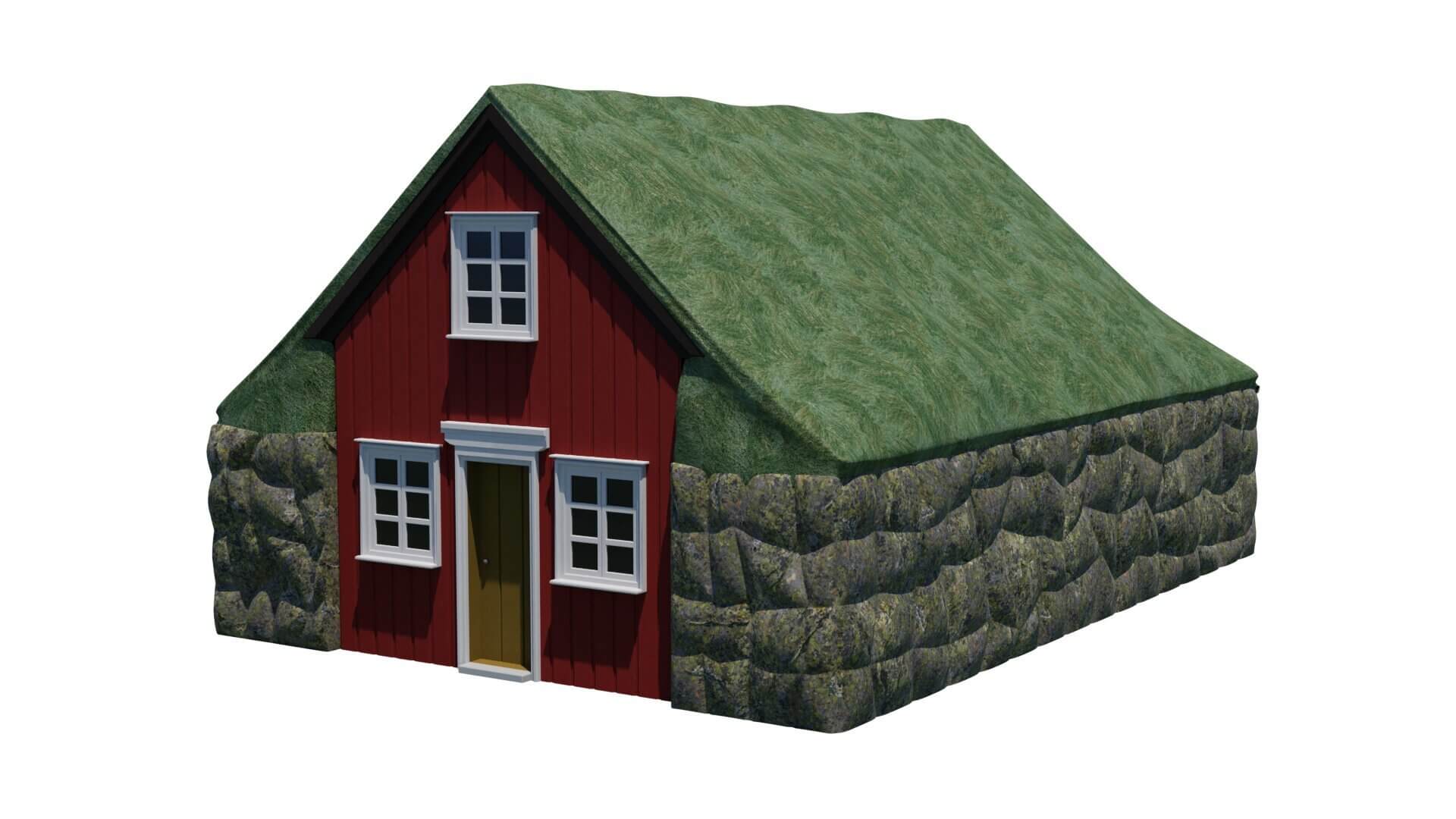 Turf House - 3D Model by Blenduffo